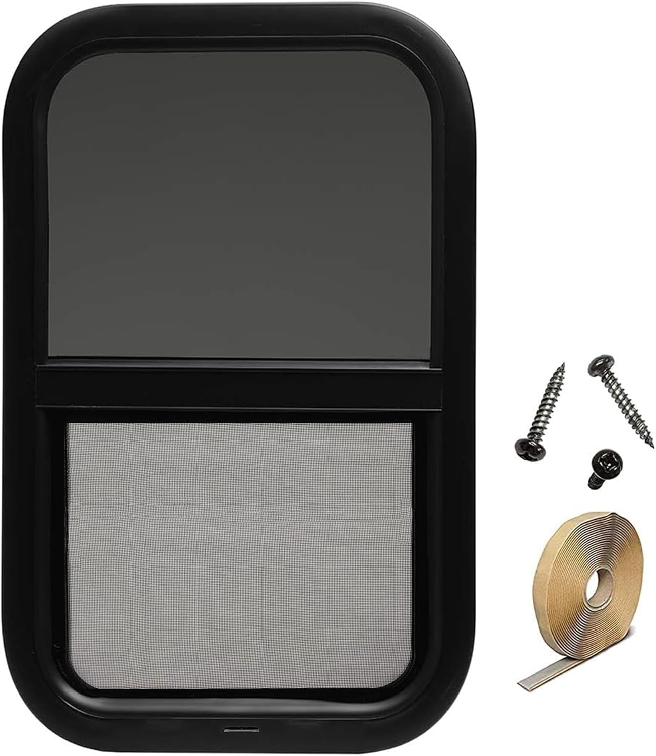 RV Window, Tiny House Vertical Slider W/Screen & Interior Camper Window Clamp Ring Included ...