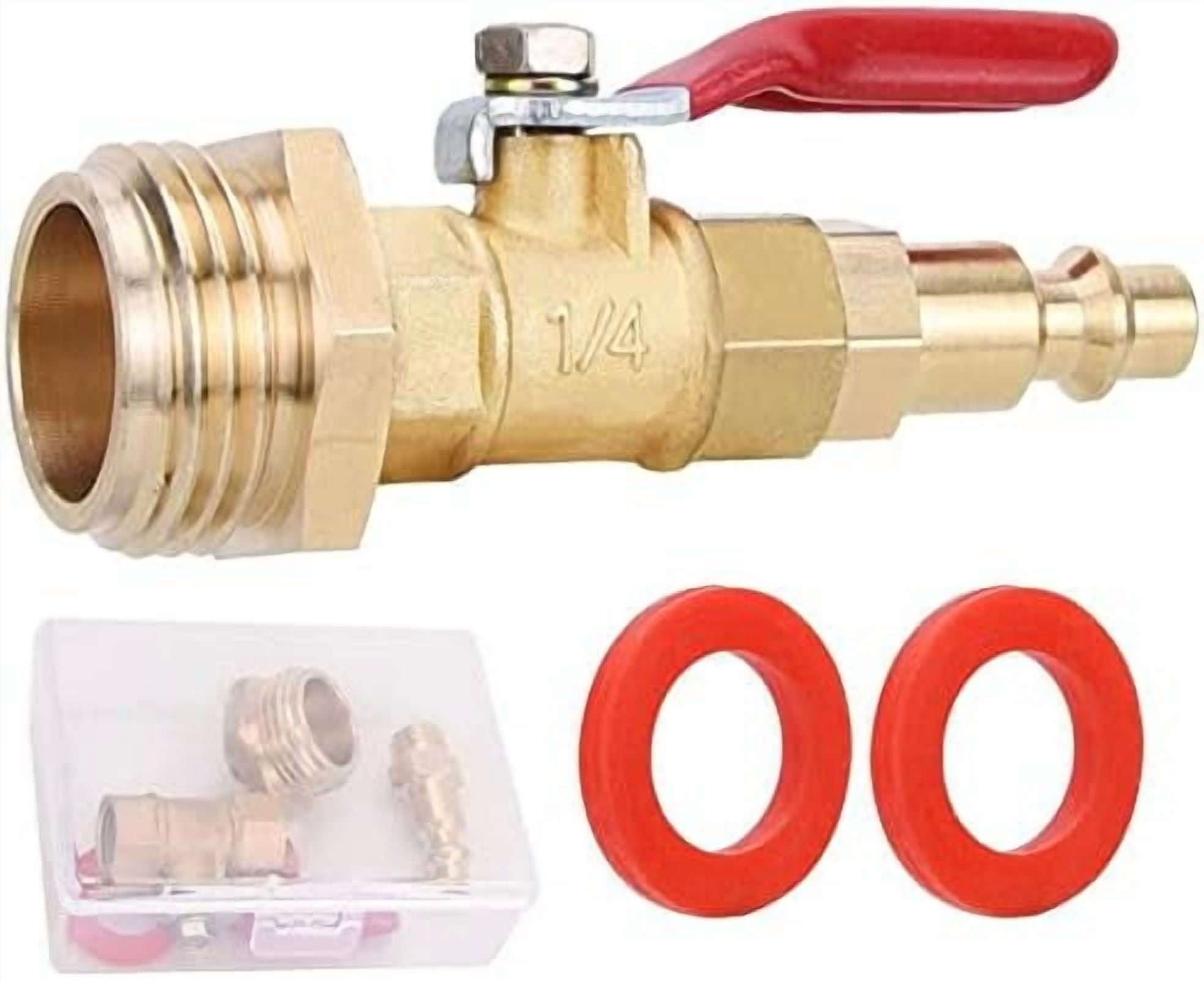 RV Winterize Blowout Adapter Kit - 1/4" Male Quick Connect Plug and 3/4" Male GHT Thread ...