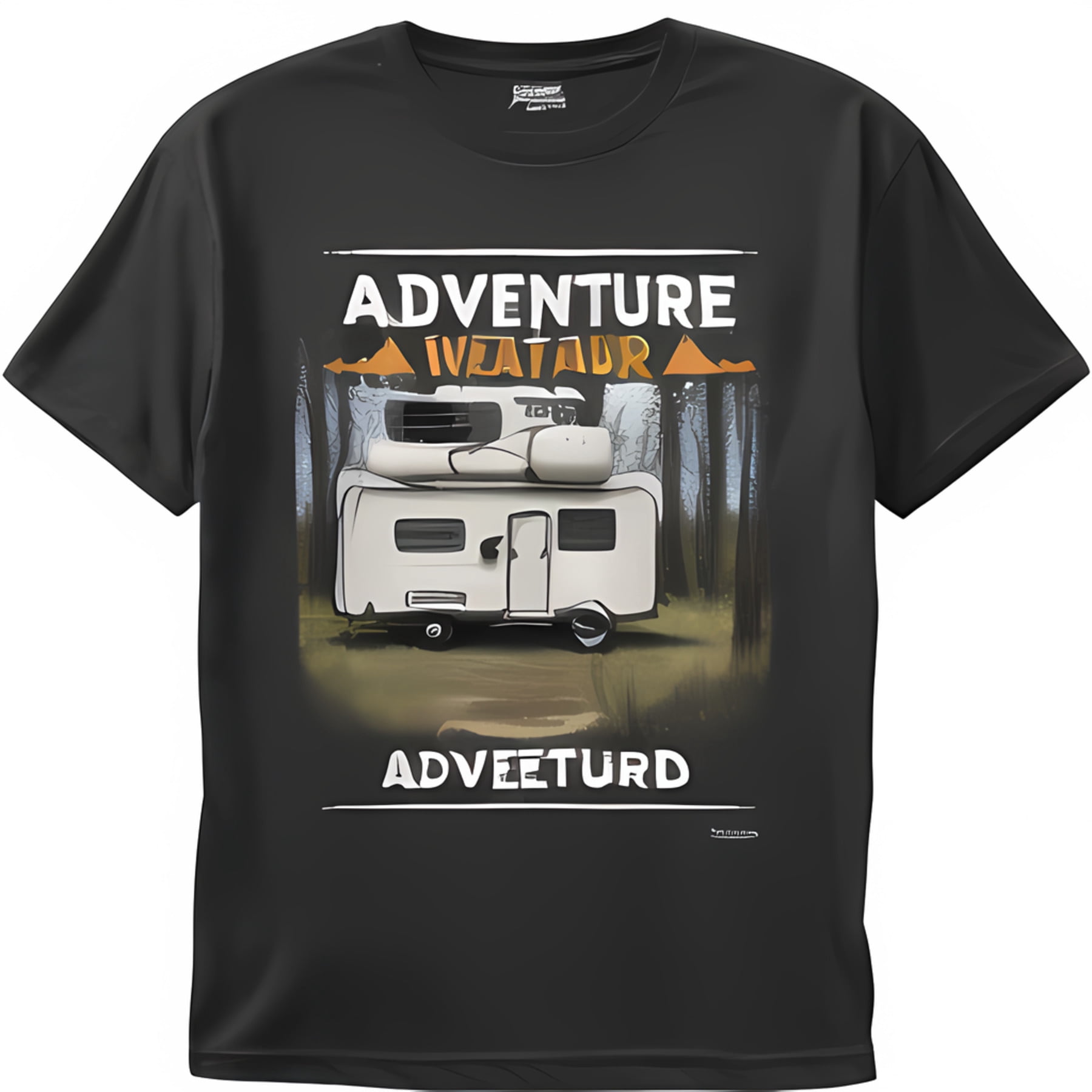 RV in the Woods Adventure T-Shirt Hyper Realistic Design Black ...