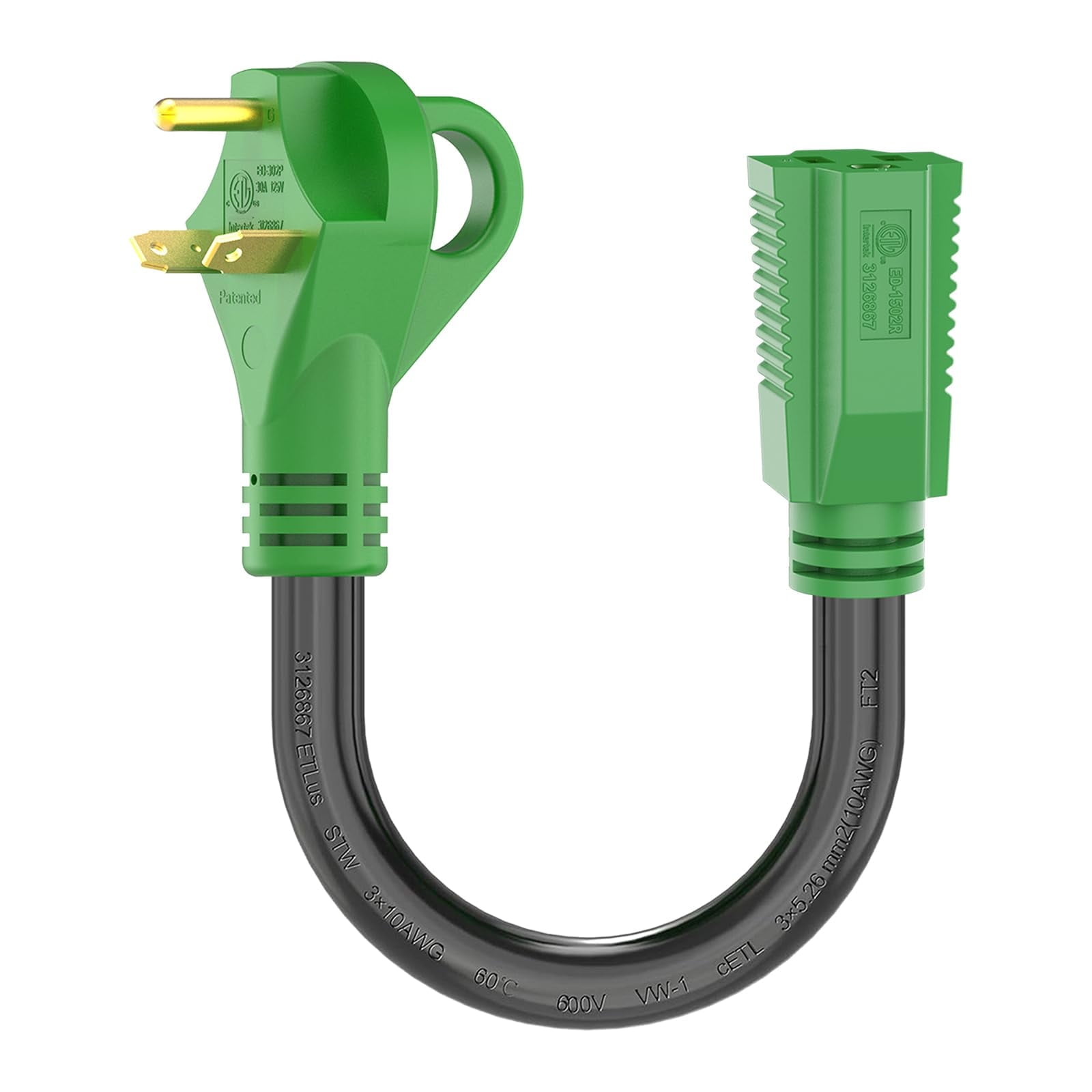 RVGUARD 30 Amp to 110 Volt RV Adapter Cord 12 Inch, NEMA TT-30P to NEMA ...