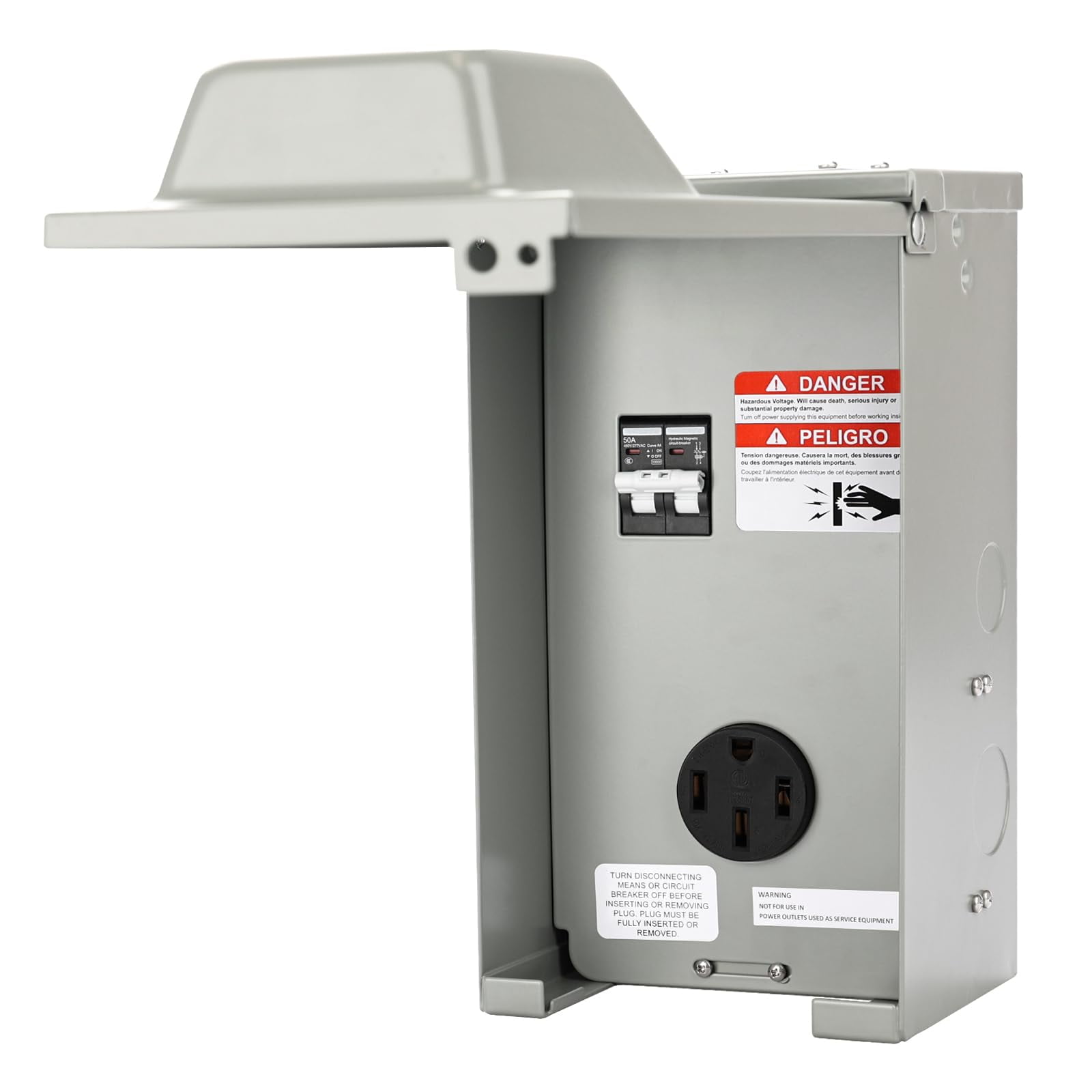 RVGUARD 50 Amp RV Power Outlet Box with Breaker, ETL Listed Waterproof ...