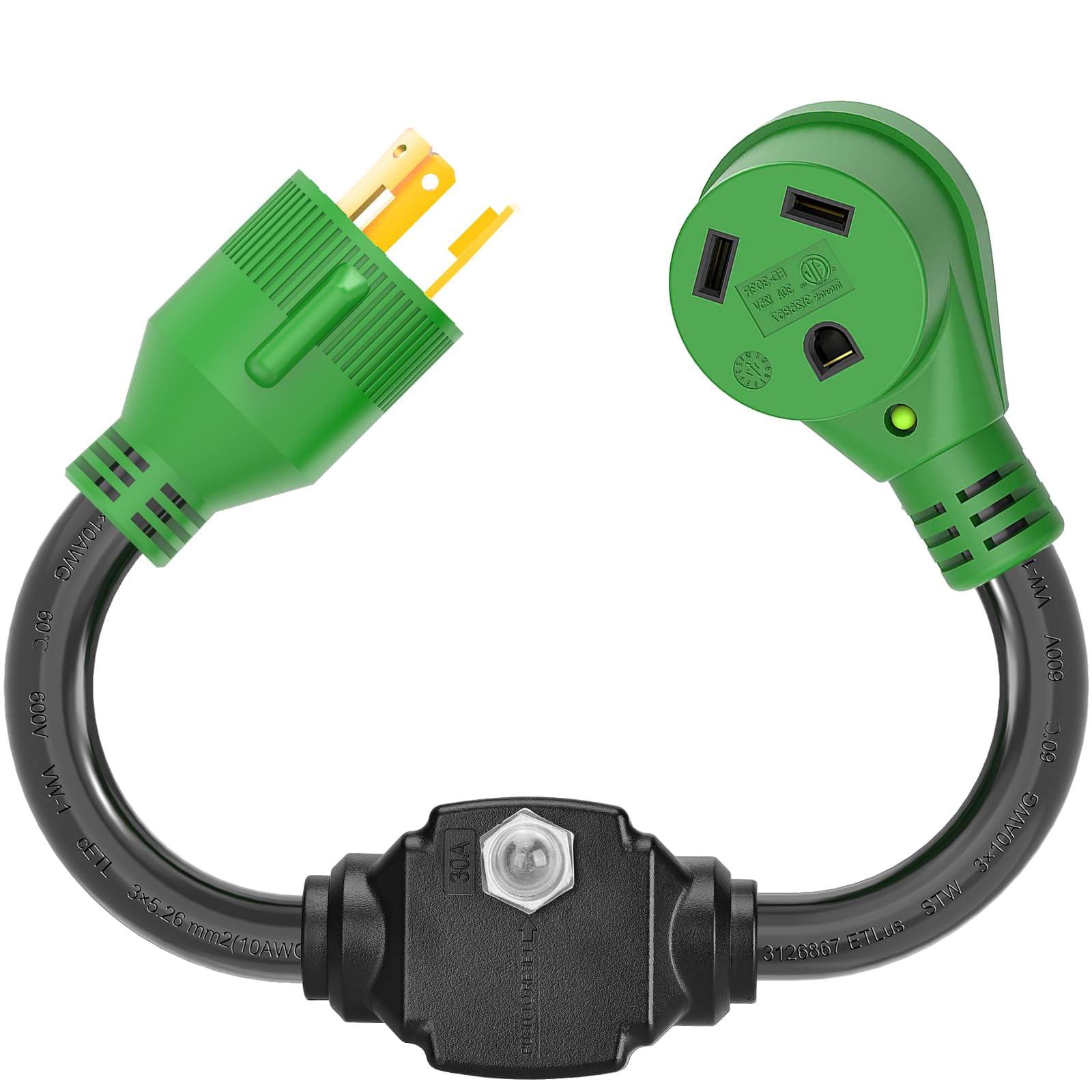 RVGUARD Overload Protector 30 Amp Generator to RV Adapter Cord with ...