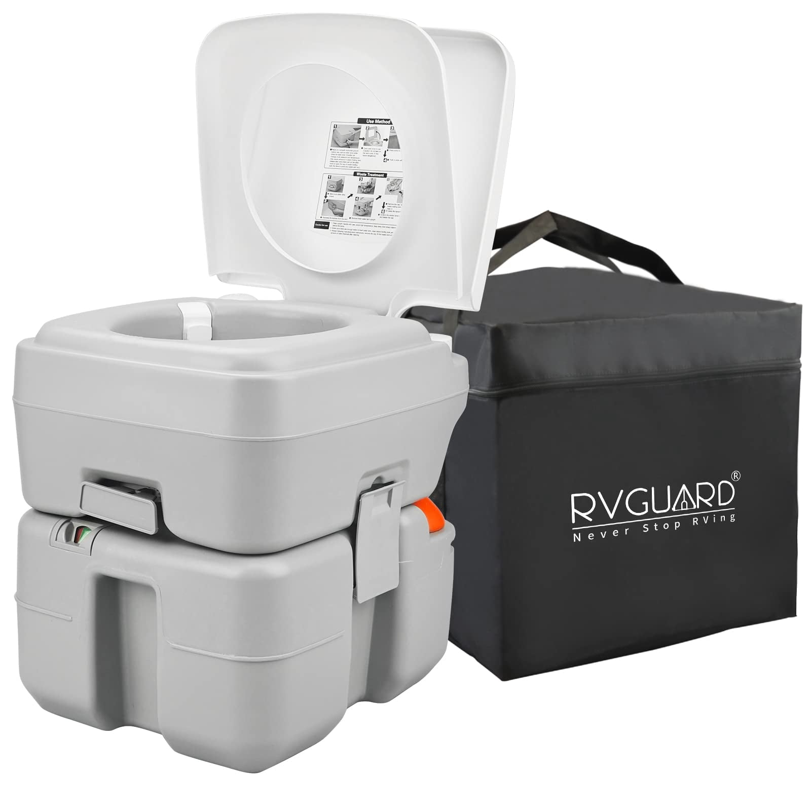 RVGUARD Portable Toilet, Camping Portable Toilet for Adults, 5.3 Gallon ...