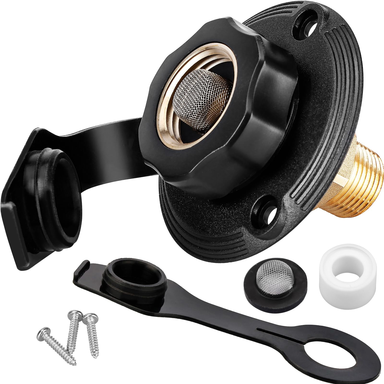 RVGUARD RV City Water Inlet, 3/4" NH Female to 1/2" NPT Male City Water ...