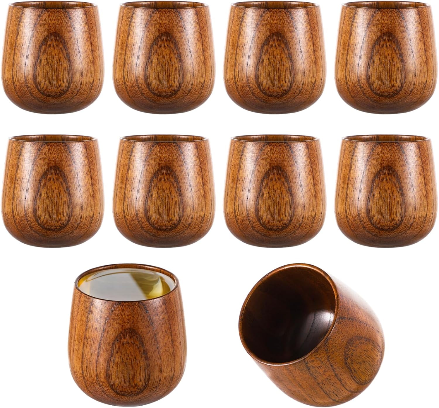 RVKXHD 10 Pcs Wooden Tea Cups Top Grade Natural Solid Wood Tea Cup ...