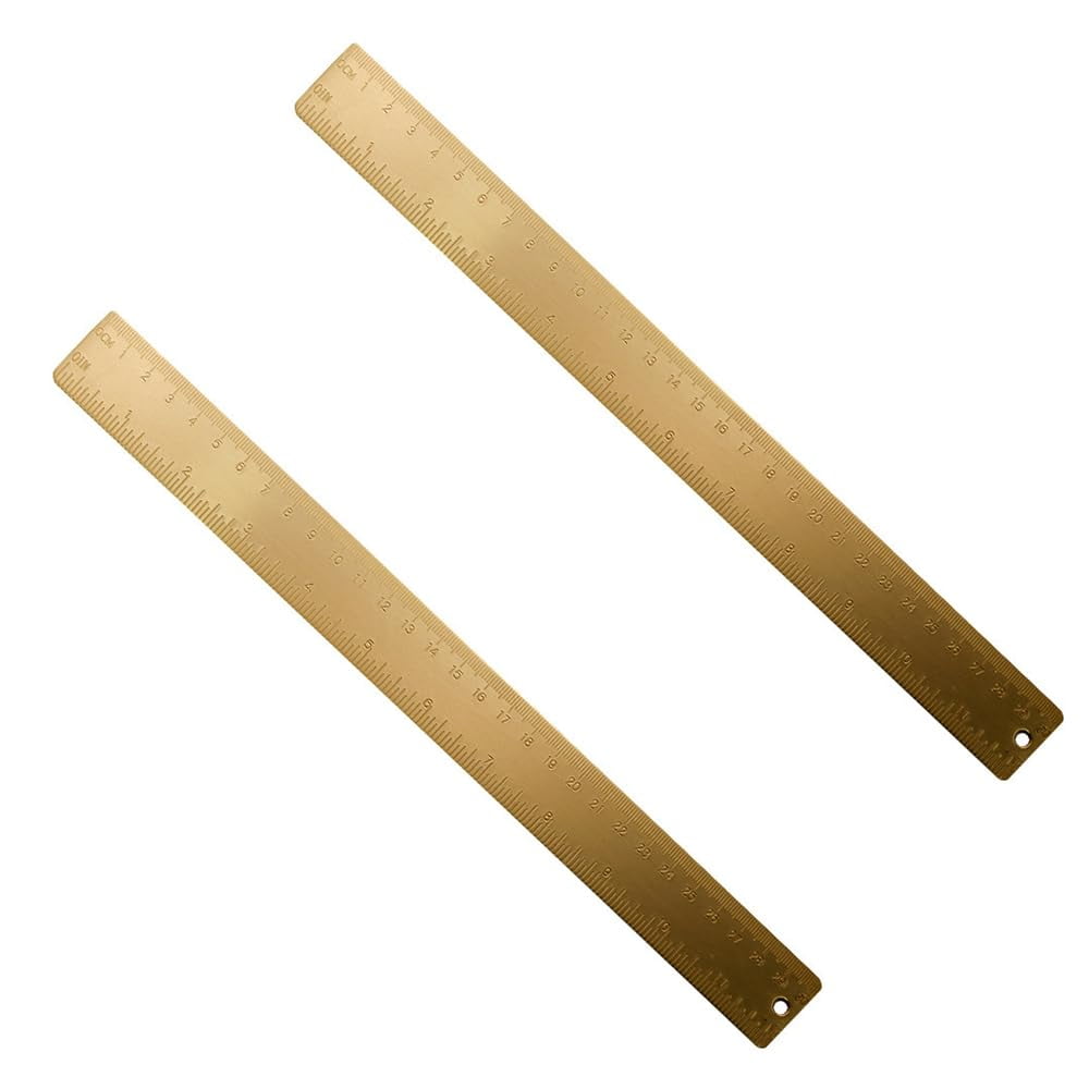 RVKXHD 2Pcs 12inches/30cm Brass Measuring Rulers, Dual Scales Drawing ...