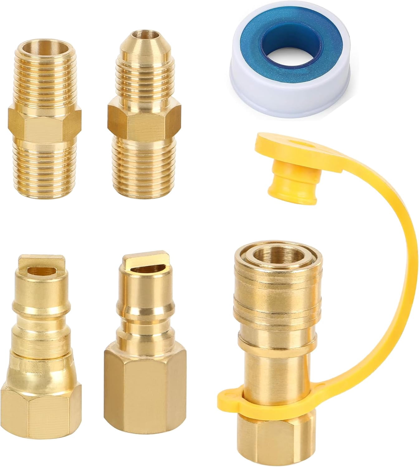 RVKXHD 3/8 Inch Natural Gas Quick Connect Fittings Kit, LP Propane Gas ...