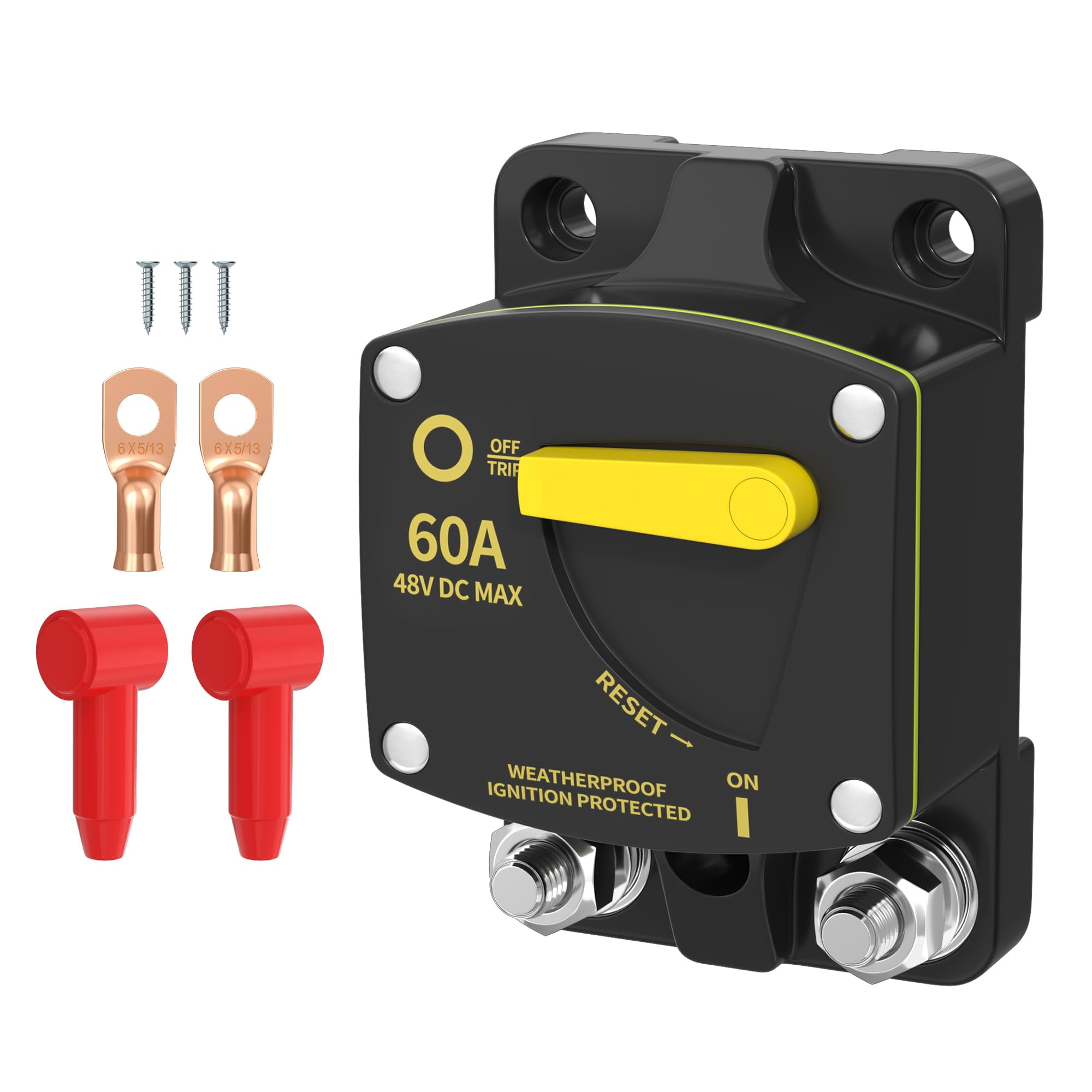 RVMARINEPAT Waterproof 12V 60 Amp Marine Circuit Breaker & Car Circuit ...