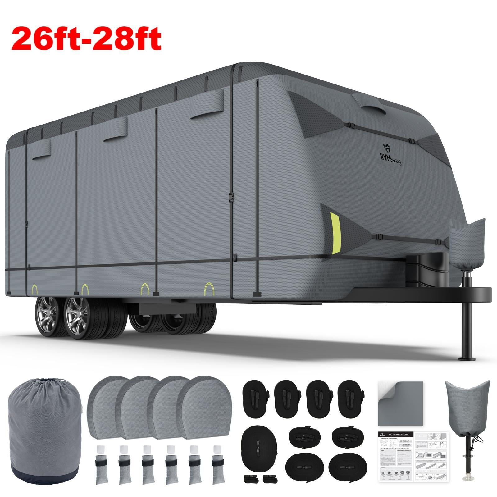 RVMasking 26-28ft Travel Trailer RV Cover 7 Layers Extra-Thick Camper Cover Waterproof Windproof ...