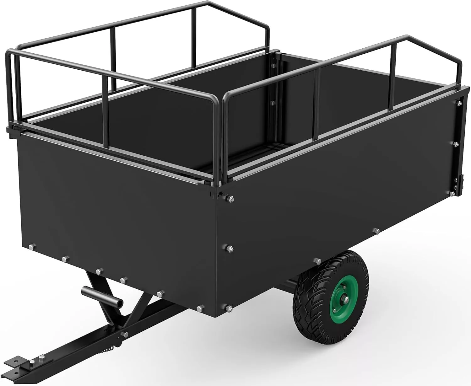 RVNI Heavy ATV Trailer Steel Tow Behind Dump Cart 750 LBS 15 Cu ft With ...