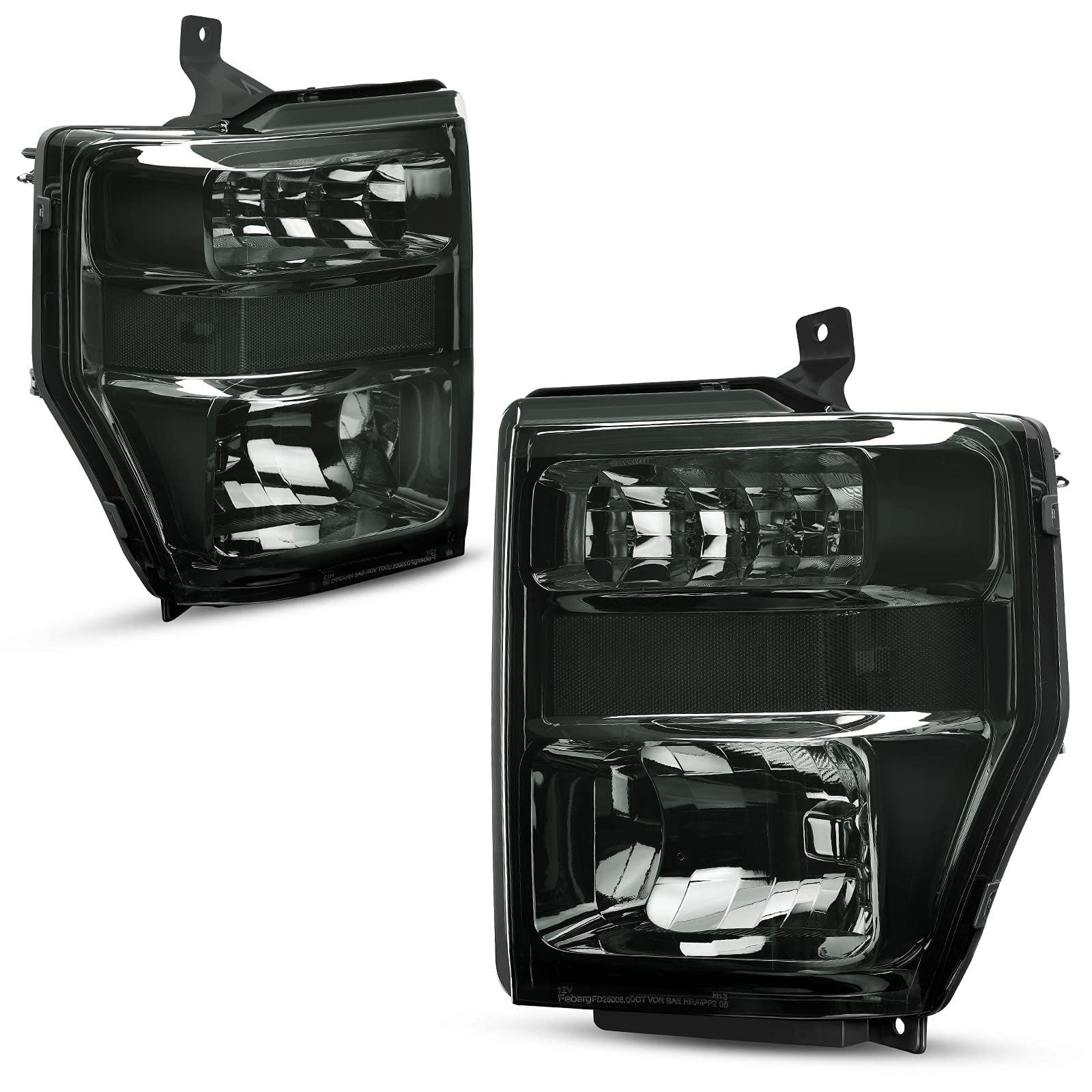 RVNI SMOKE LENS HEADLIGHTS PAIR SET FOR 2008-2010 FORD F250 F350 SUPER ...