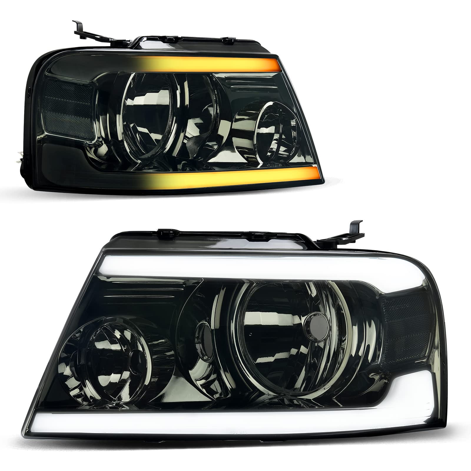 Free Shipping! RVNI Sequential Turn Signal LED DRL Headlights Smoke ...