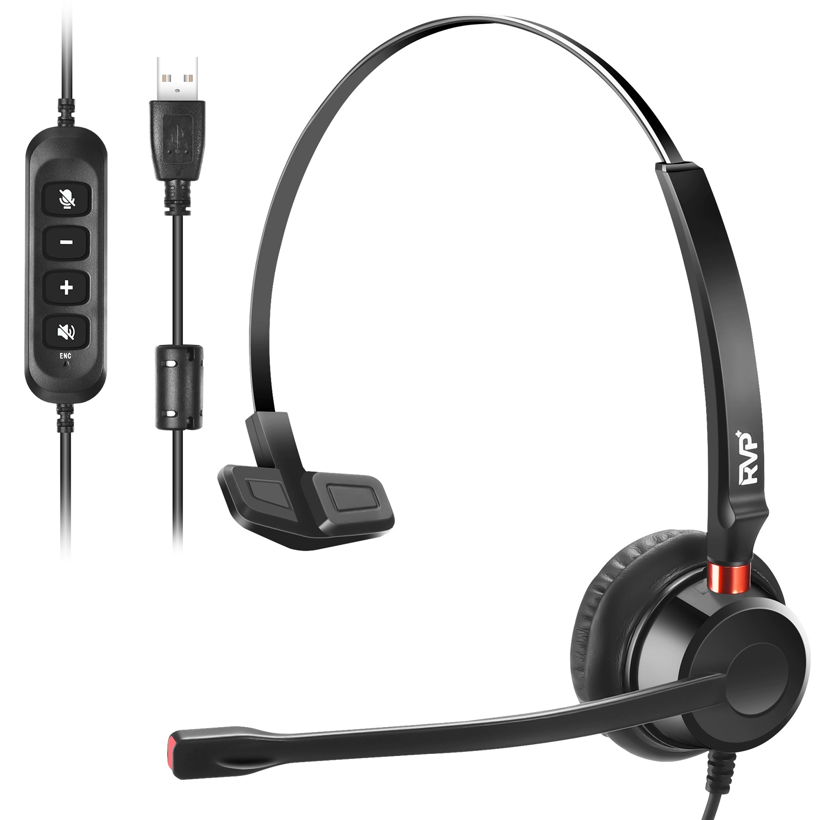Logitech H650e USB Single-Ear Corded Headset, 981-000513 - Walmart.com