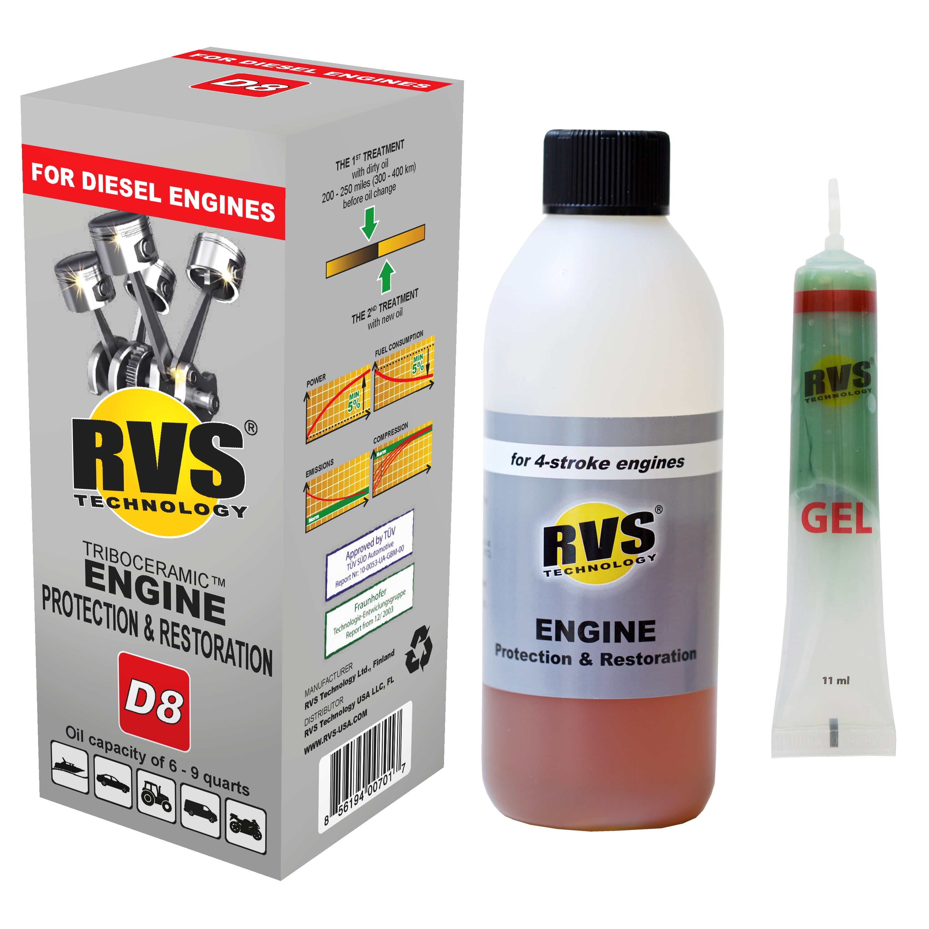 RVS Technology D8 Engine Treatment. For Diesel Engines with an Oil ...