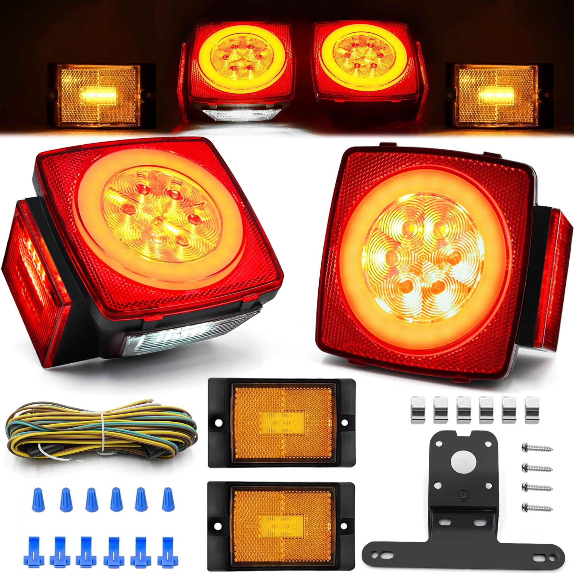 RVXHUA Submersible Trailer Tail Lights BSL1 Kit, 12V Utility Boat ...