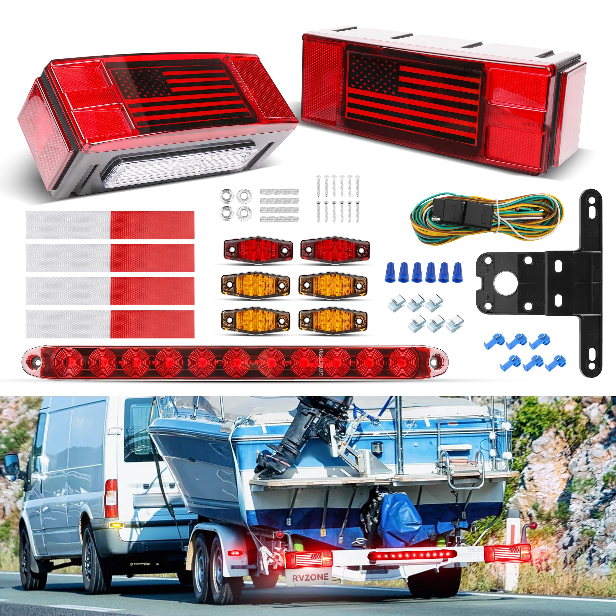 RVZONE LED Trailer Lights IFF17 Kit for Utility Trailer IP68 ...
