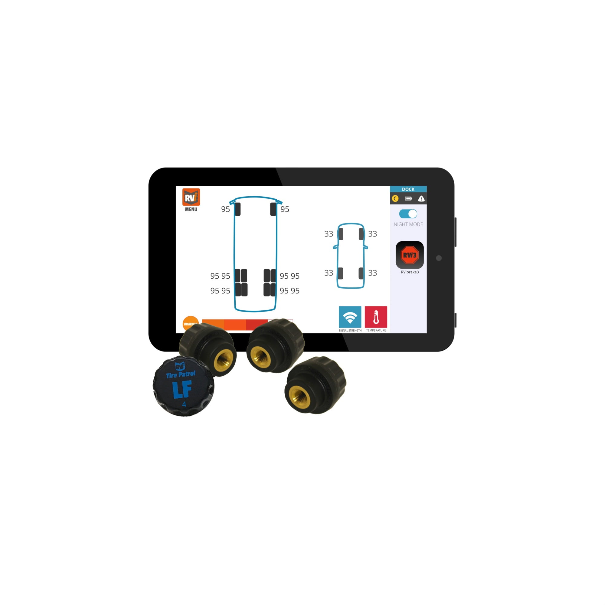 RVi 50MG0129 Tire Patrol: Tire Pressure Sensor 4-PK with Command Center ...