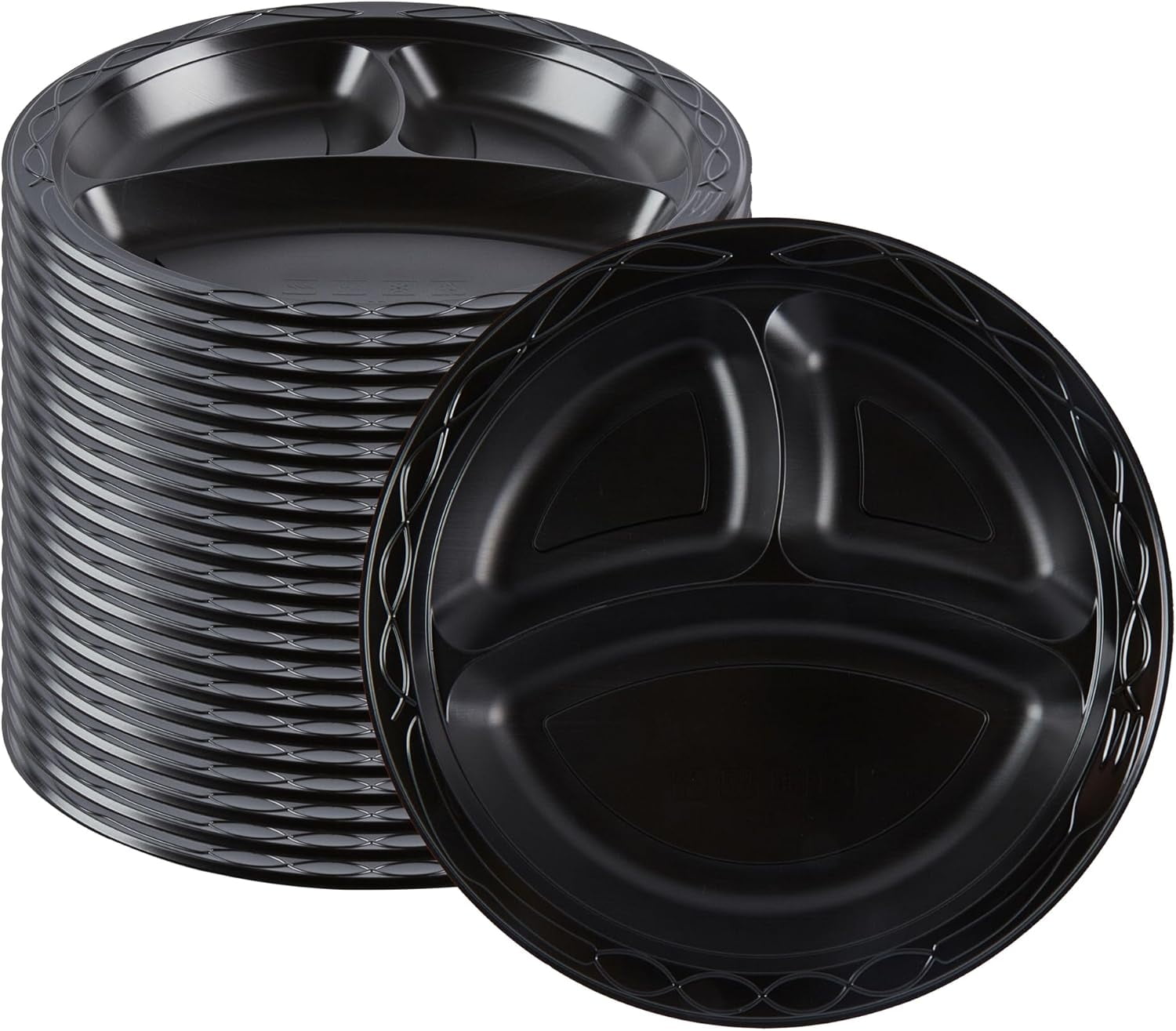 -RW Base 10.4 Inch Microwavable Food Plates, 100 Round Plastic Plates ...
