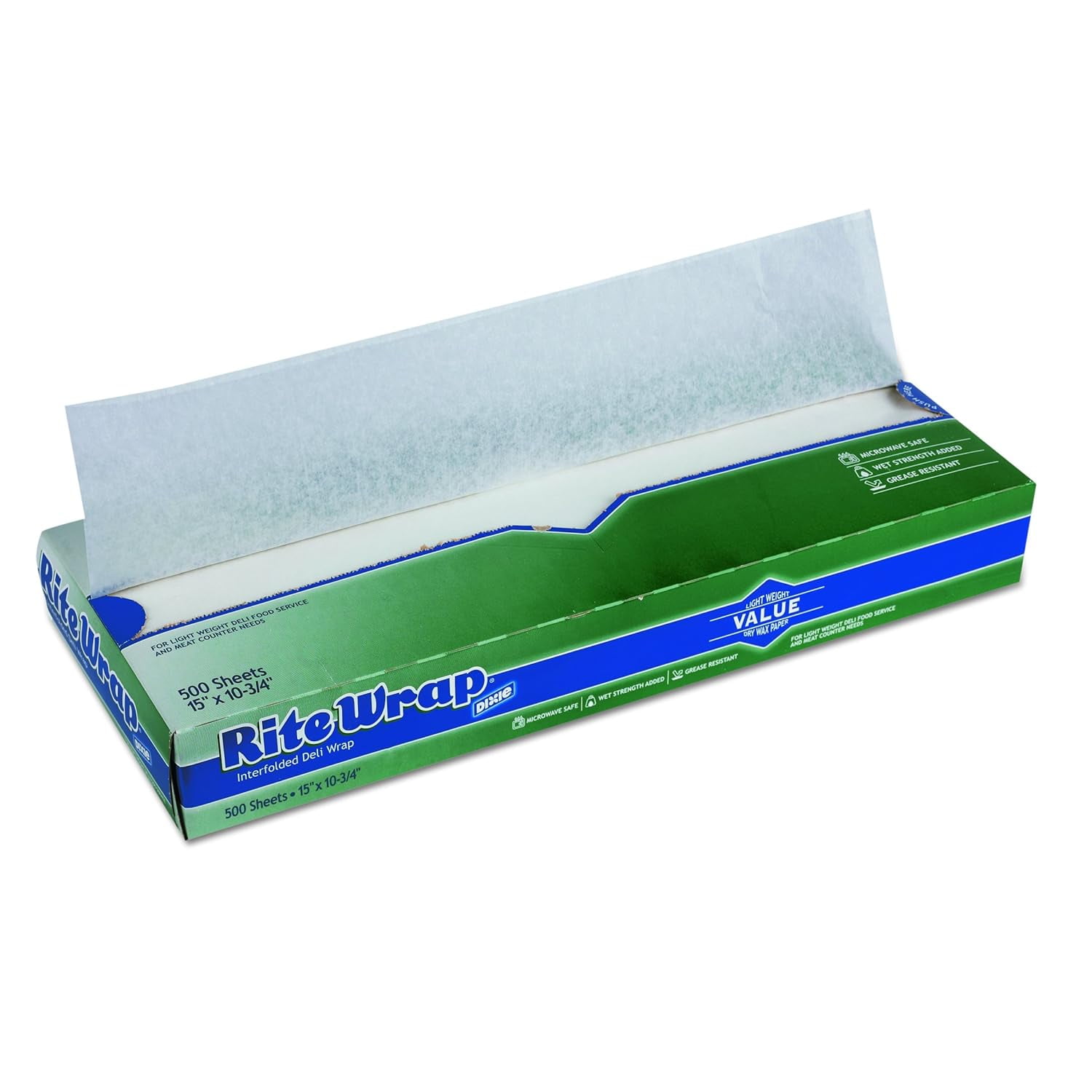 RW156, White, Light-Weight Interfolded Dry Wax Deli Paper 15" Width x ...