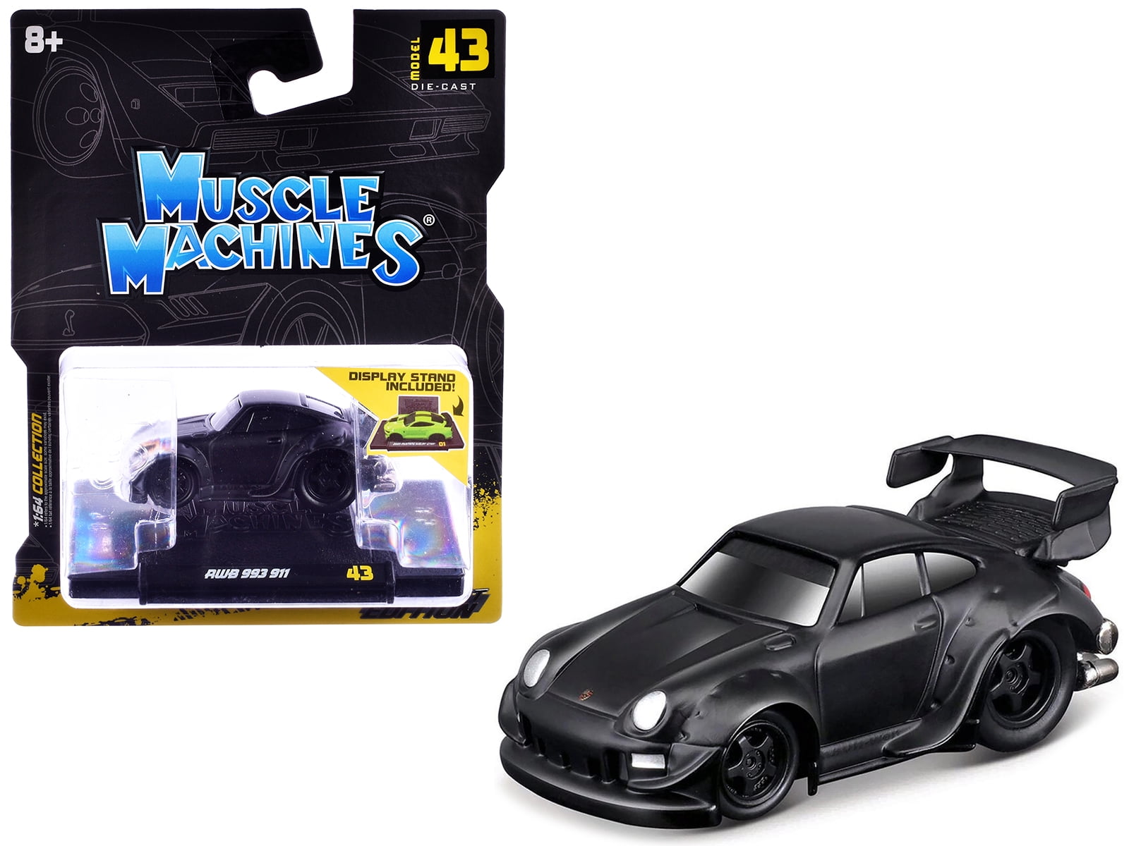 RWB 993 911 Matt Black 1/64 Diecast Model Car by Muscle Machines ...