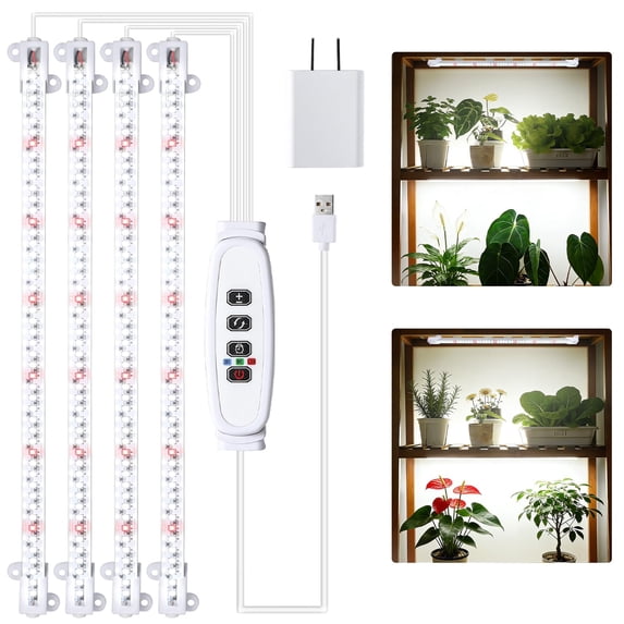 RWNTAO Grow Lights for Indoor Plants, 13" Grow Light Strips with Timer ...