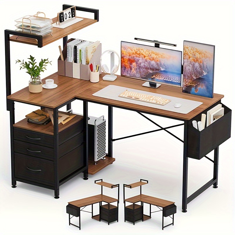 RWRAPS 47-Inch L-Shaped Computer Desk Workstation with 3 Large Storage ...
