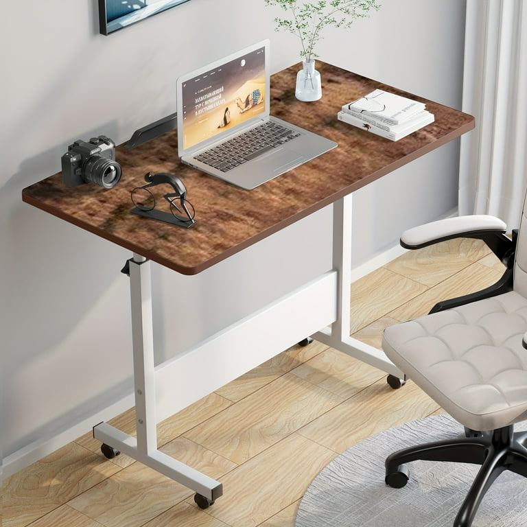 Small Rolling Desk Adjustable Height Mobile Computer Desk For Small