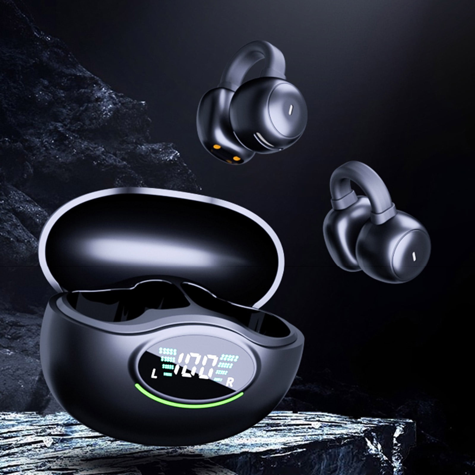 RWVBM Bluetooth 5.3 Earless Clip-On Wireless Earphones - Battery ...