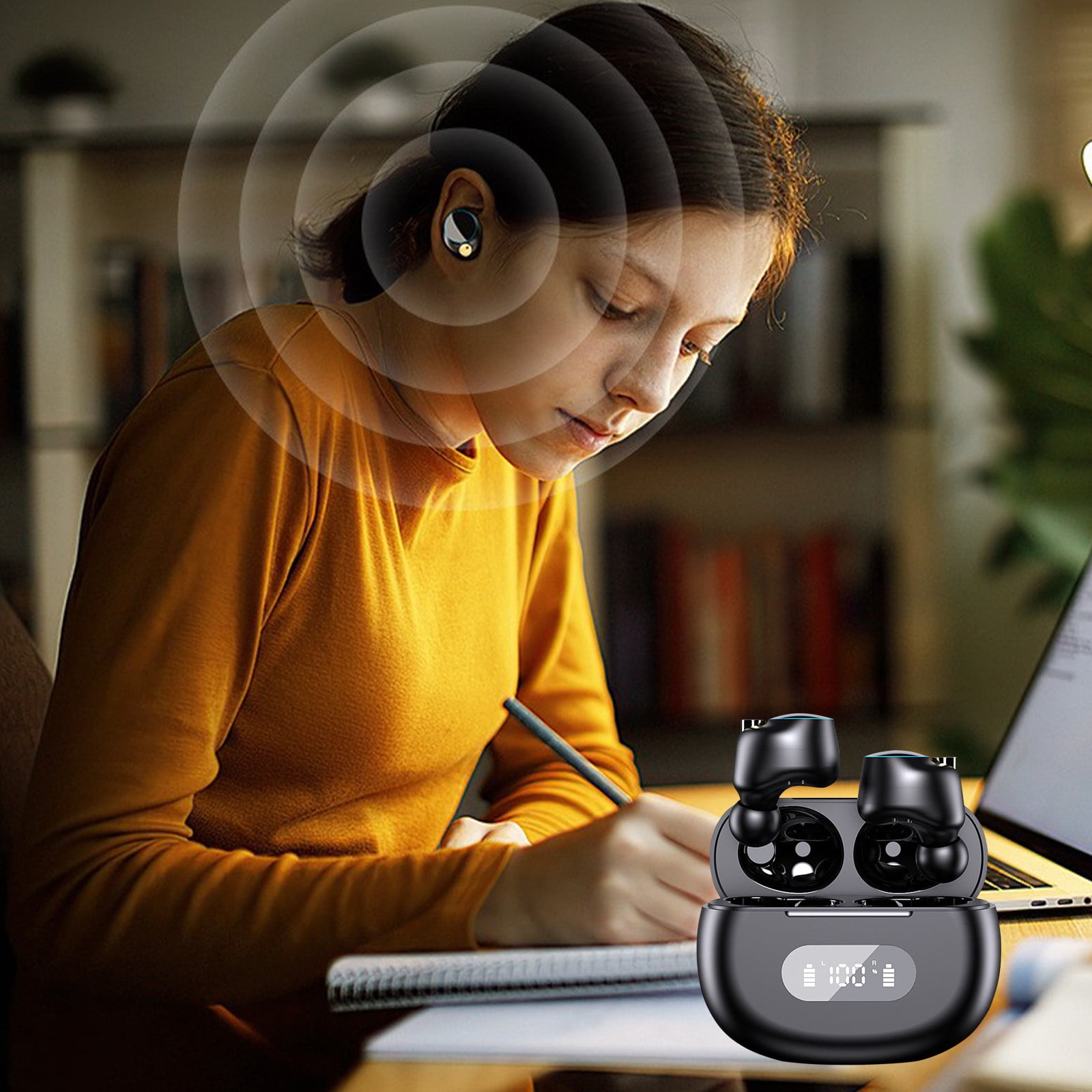 RWVBM Bluetooth Headphones with LED Digital Display, Wireless Earbuds ...