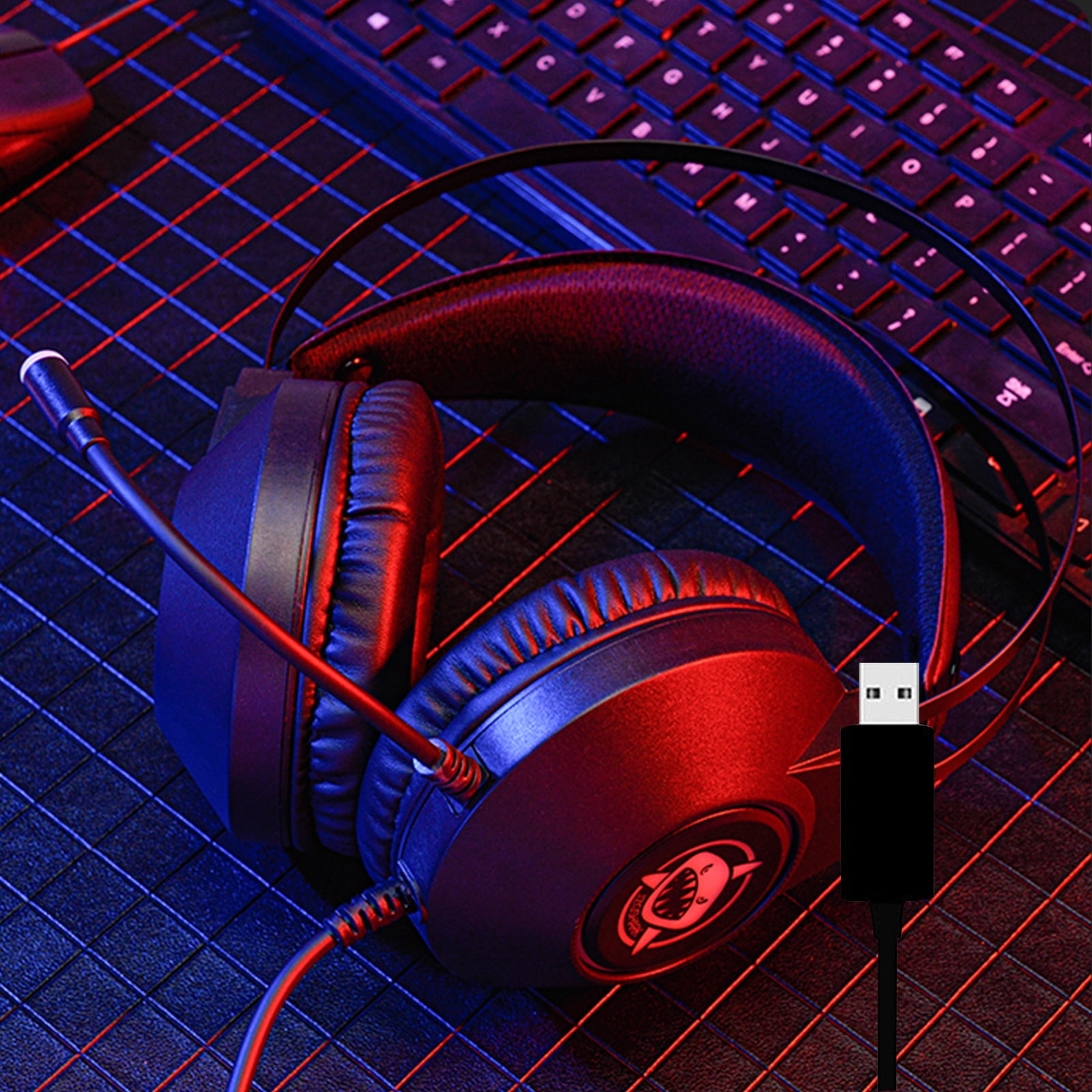 RWVBM Gaming Headset 7.1 - Noise-Canceling RGB Lighting Wired Headset ...