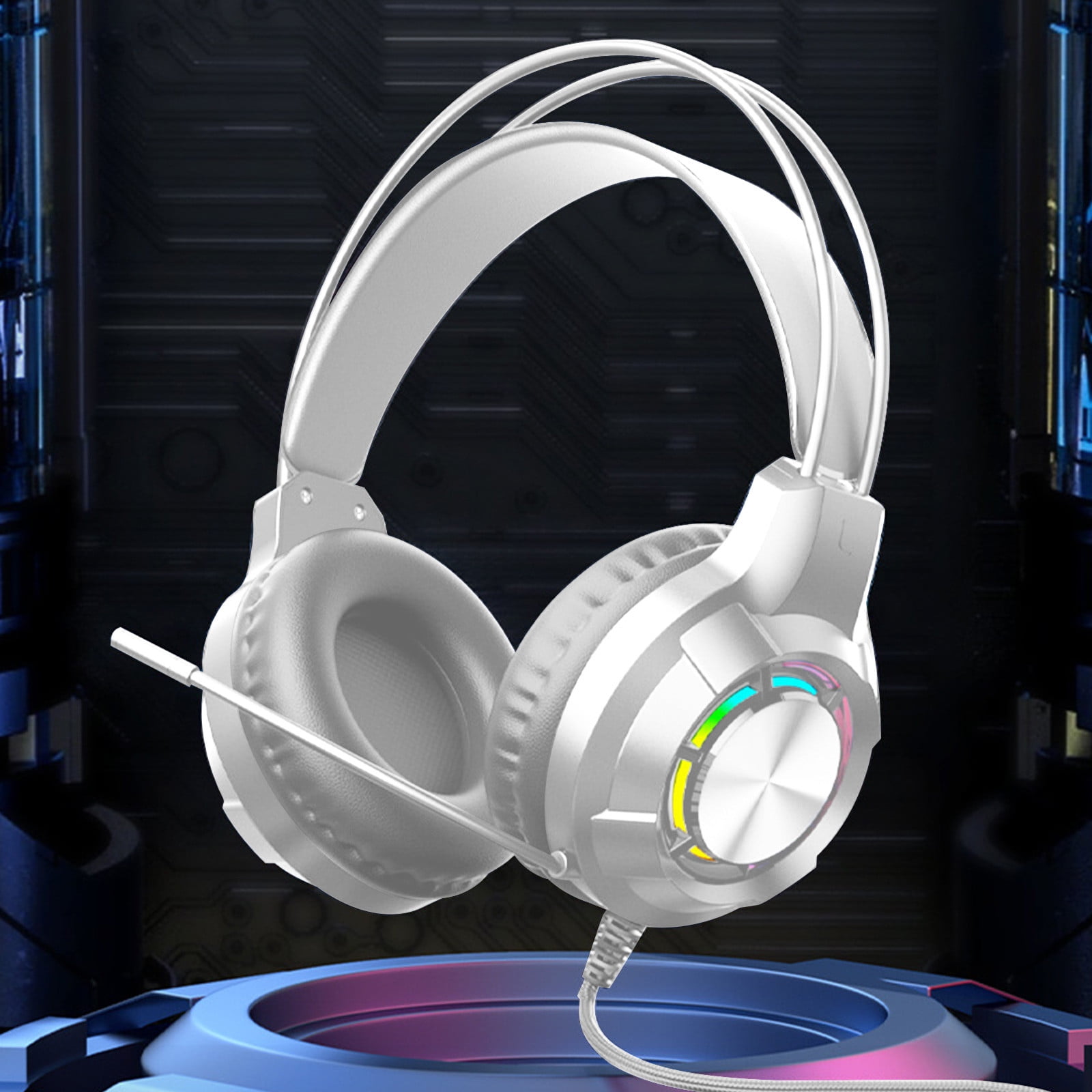 RWVBM Gaming Headset with Microphone, Over-Ear LED RGB Laptop ...