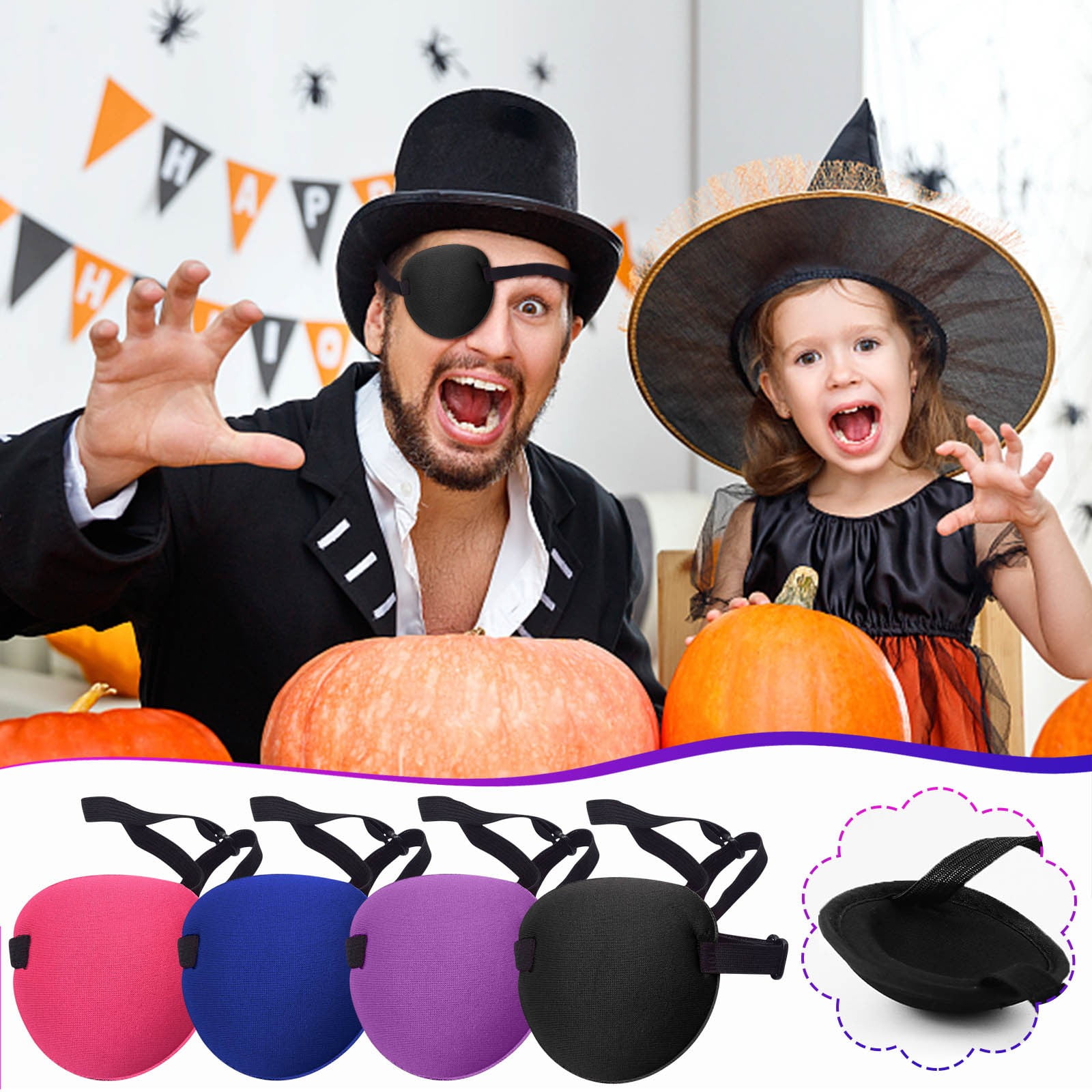 RWVBM Halloween Black Eyepatch-Soft Comfortable Concave Shape Black ...