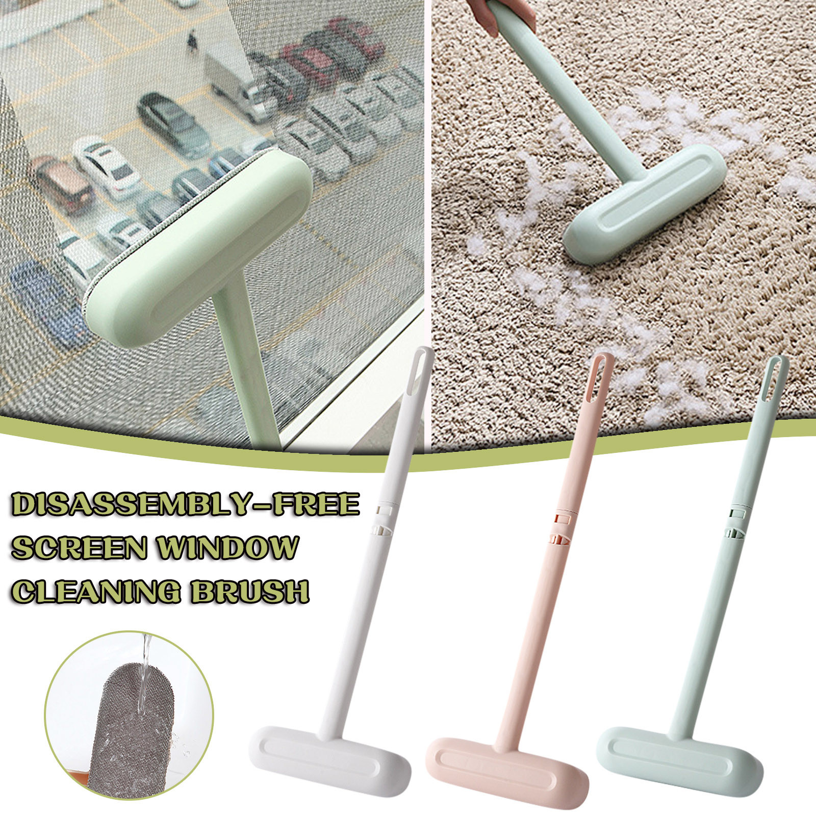 RWVBM Long Handle Removable Cleaning Brush, Screen Window ...