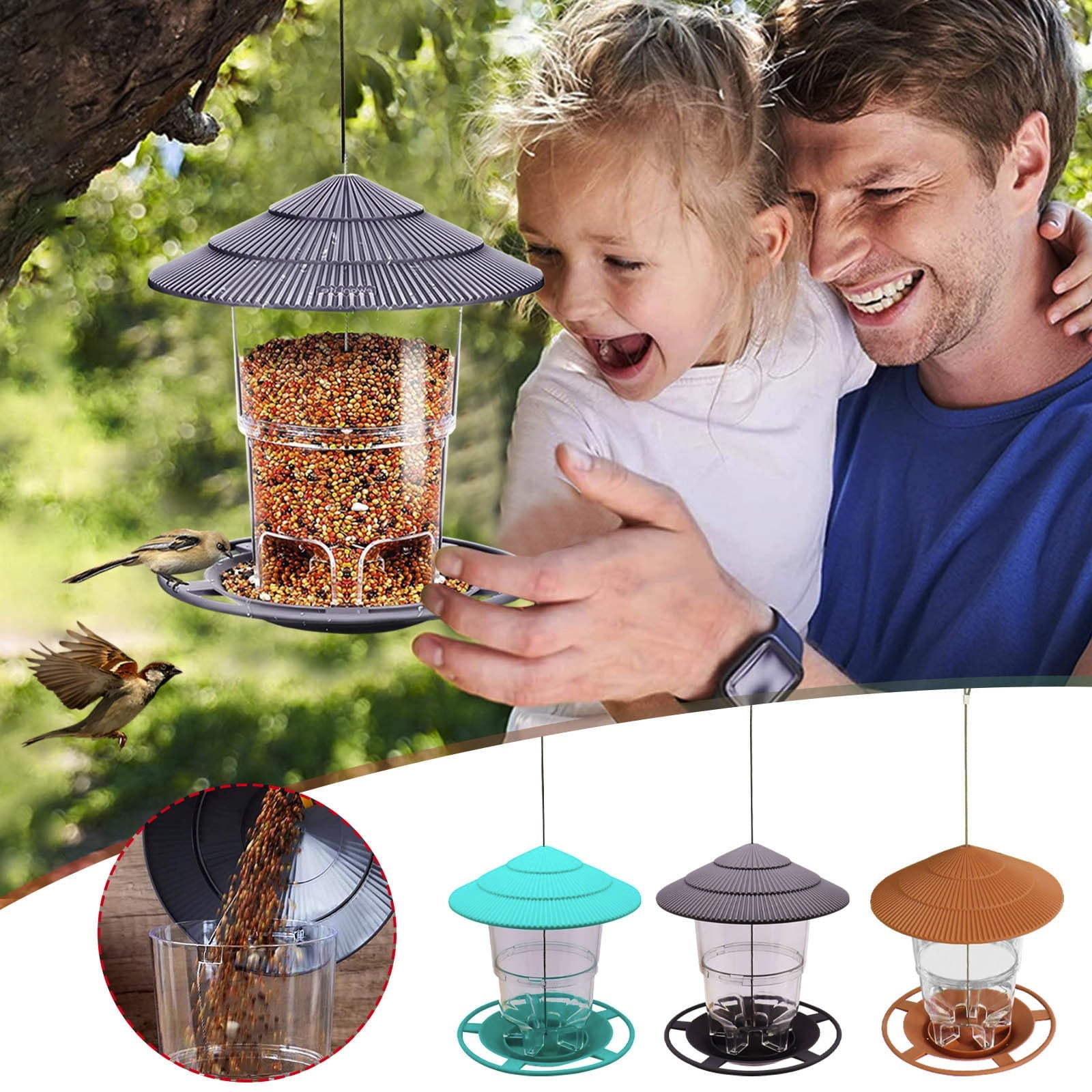 RWVBM Outdoor Garden Hanging Bird Feeder - Retractable Hummingbird ...