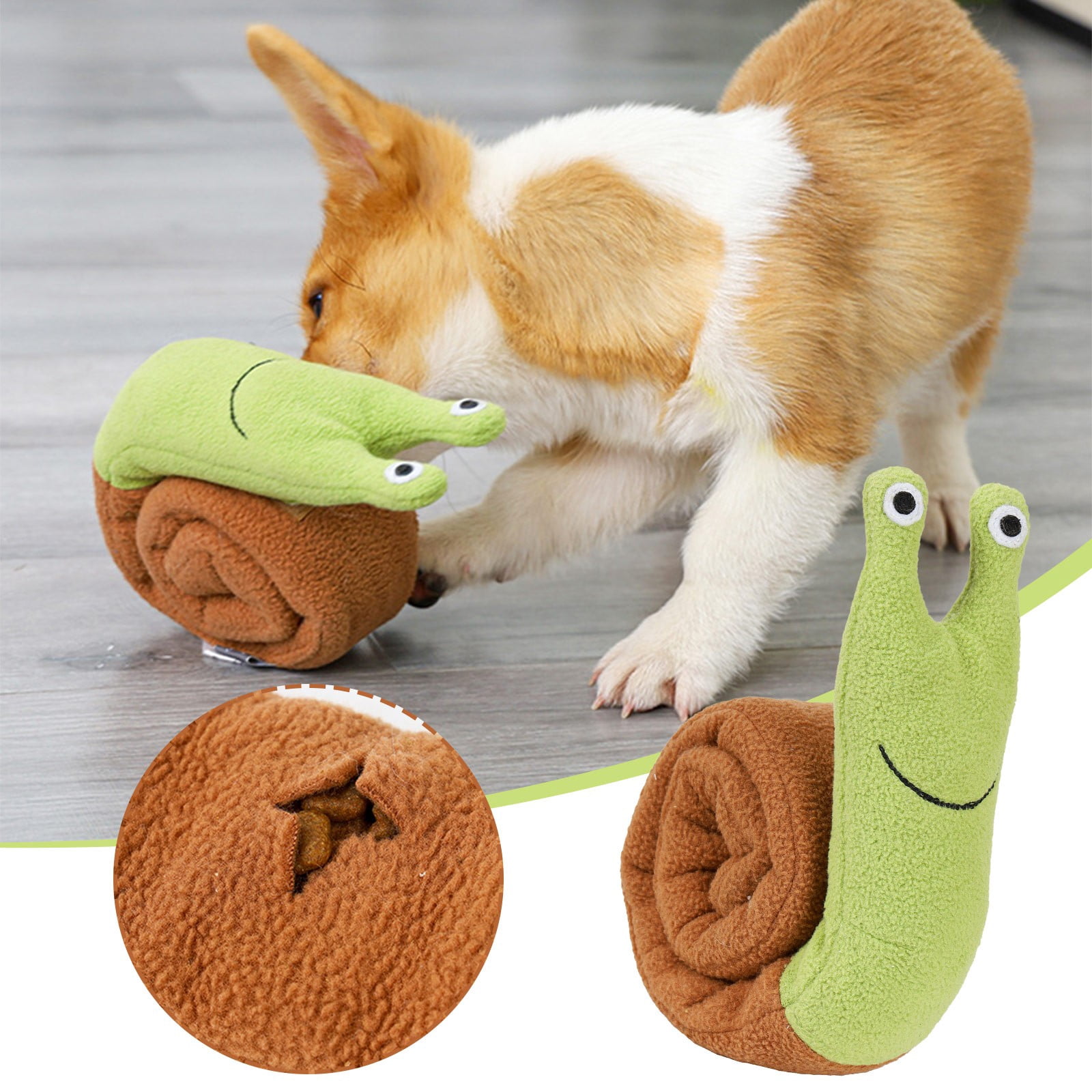 Squeaky Snail Plush Toy - Molar Aid & Sniffing Fun - Interactive Dog ...