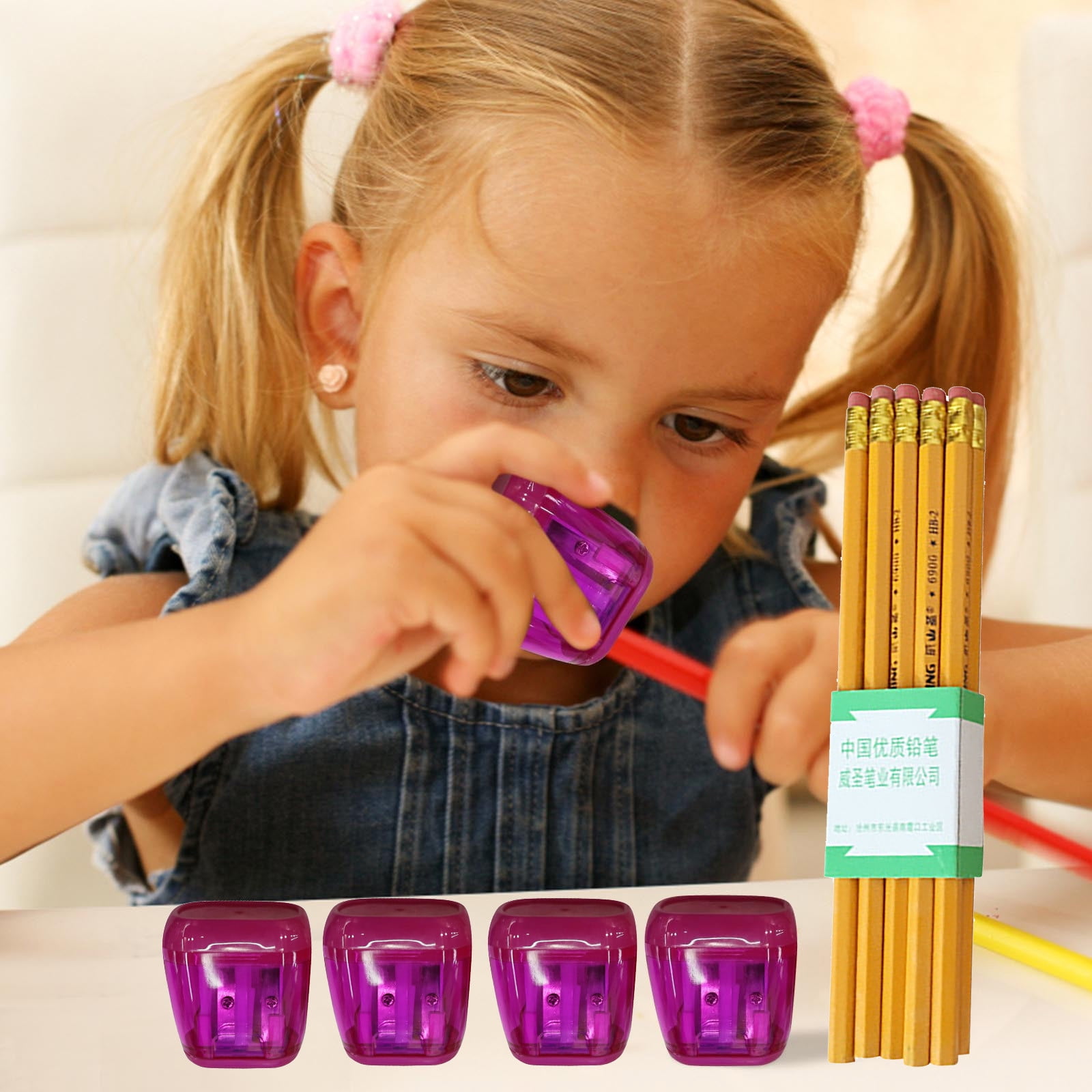 Student Pencil Sharpener Set,Colored Transparent Plastic Sharpener with ...