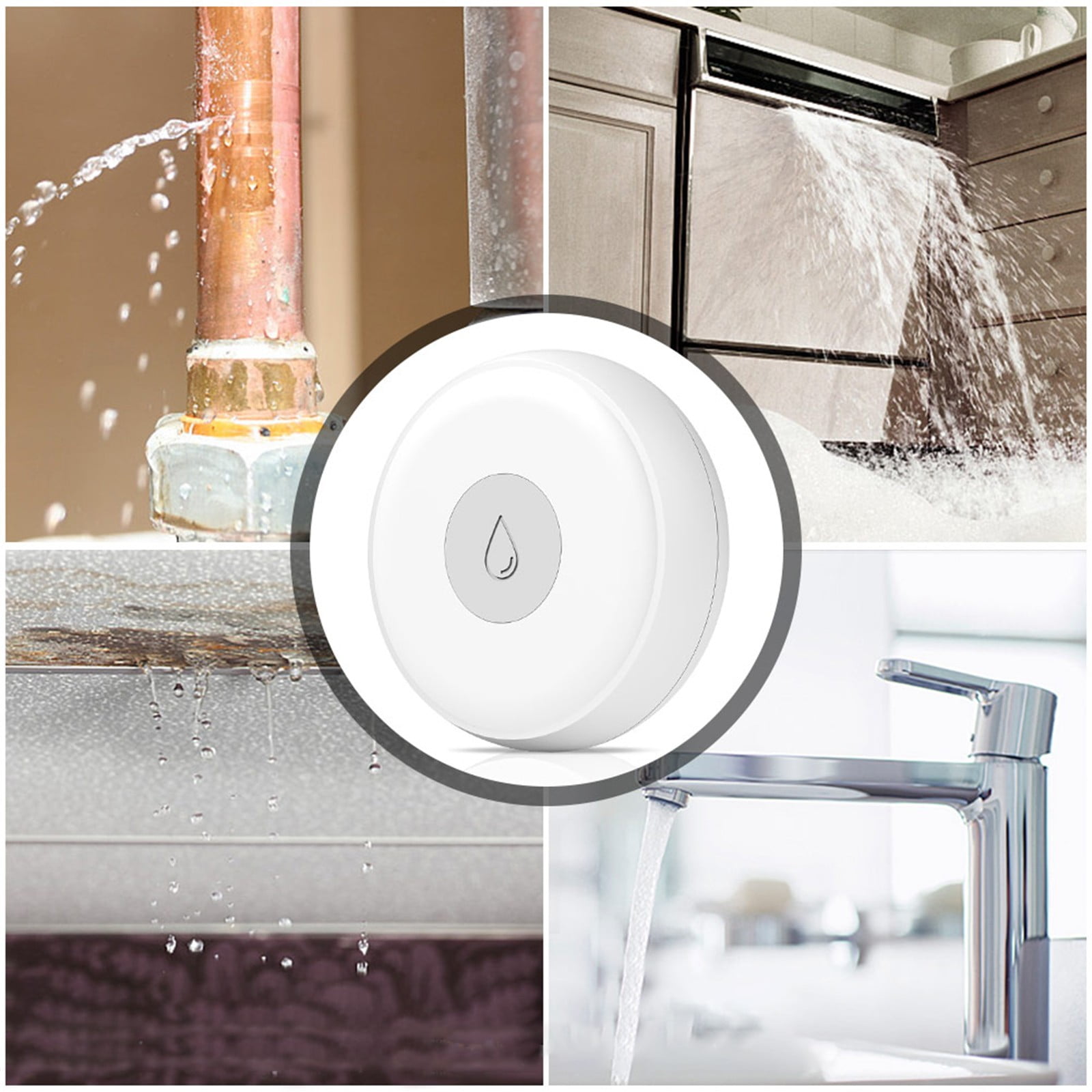 RWVBM Tuya ZigBee Smart Home Water Leak Detector, App-Controlled ...