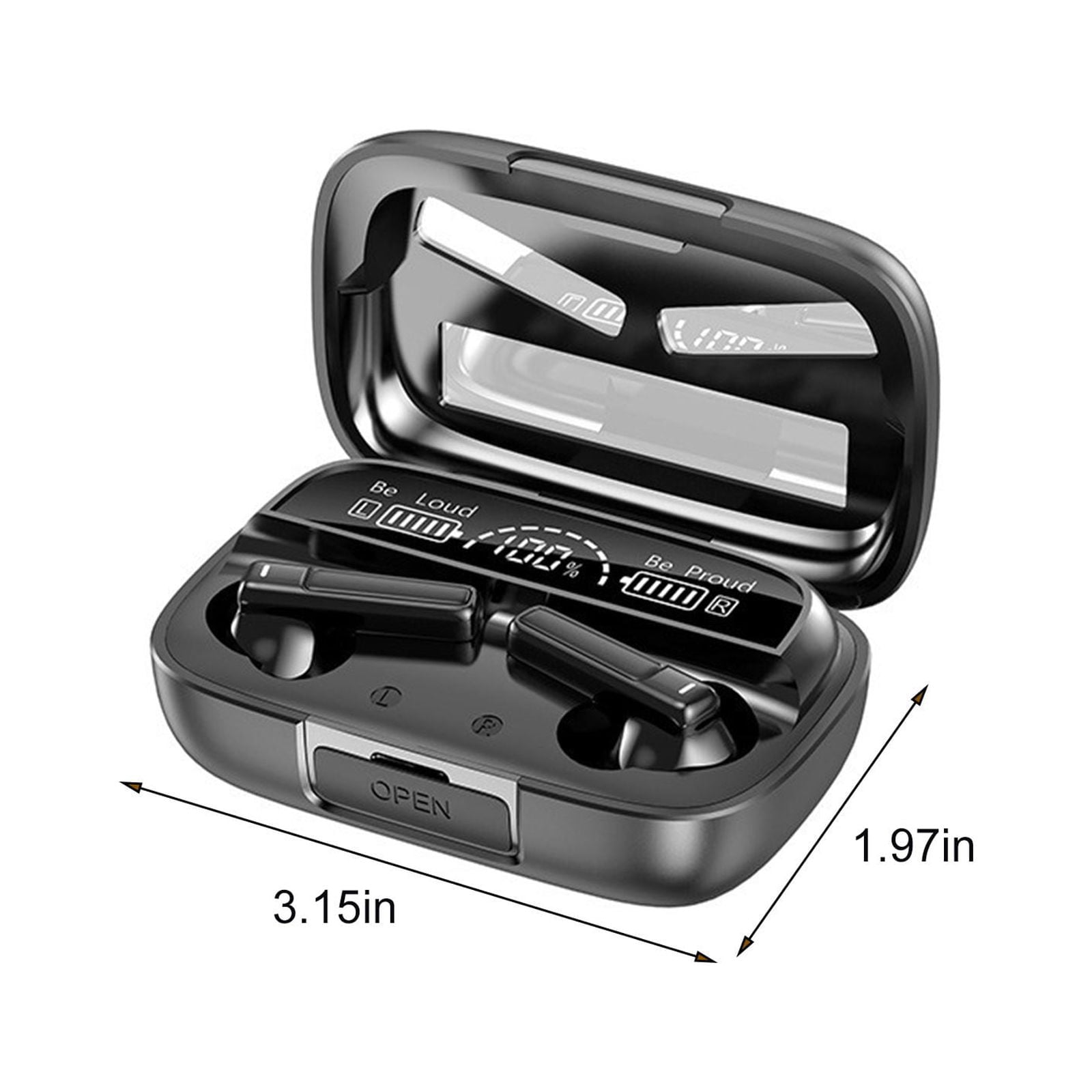 RWVBM Wireless Bluetooth Earphones, Mirrored Large Screen Digital ...