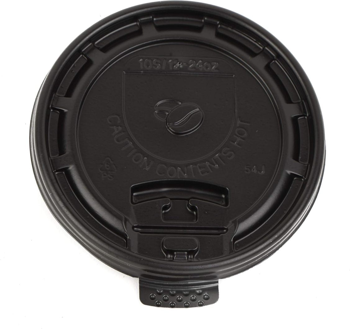 RWYP [100 Pack] Black Flat Tear Back Lids for Hot Cup, Coffee Cup ...