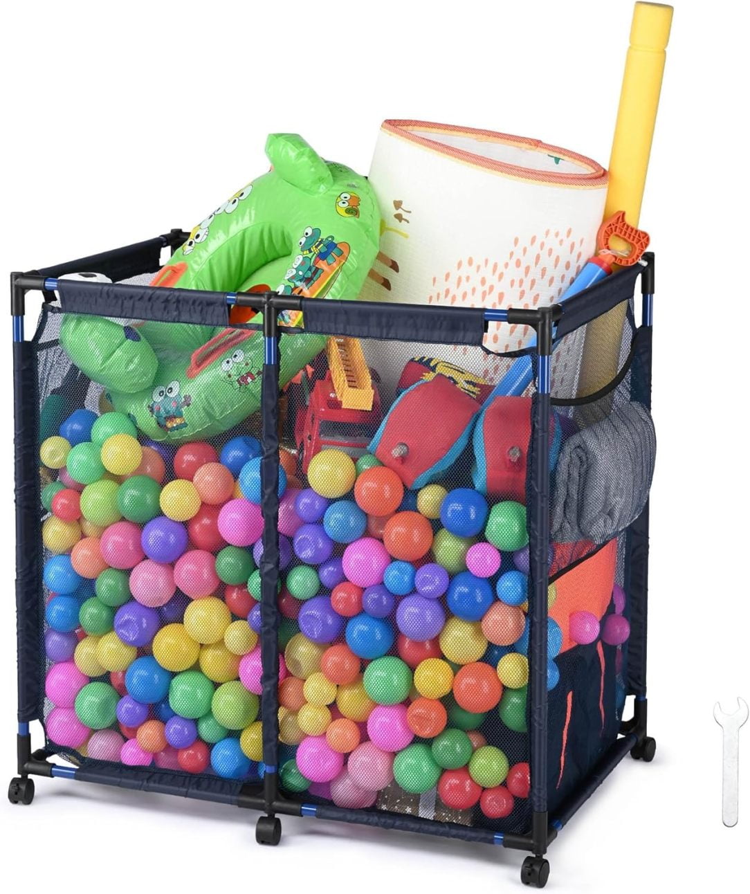 RWYP 135 Gallon Pool Float Storage Bin Basket for Toy Raft Noodles Outdoor 37"x24"x35" Metal ...