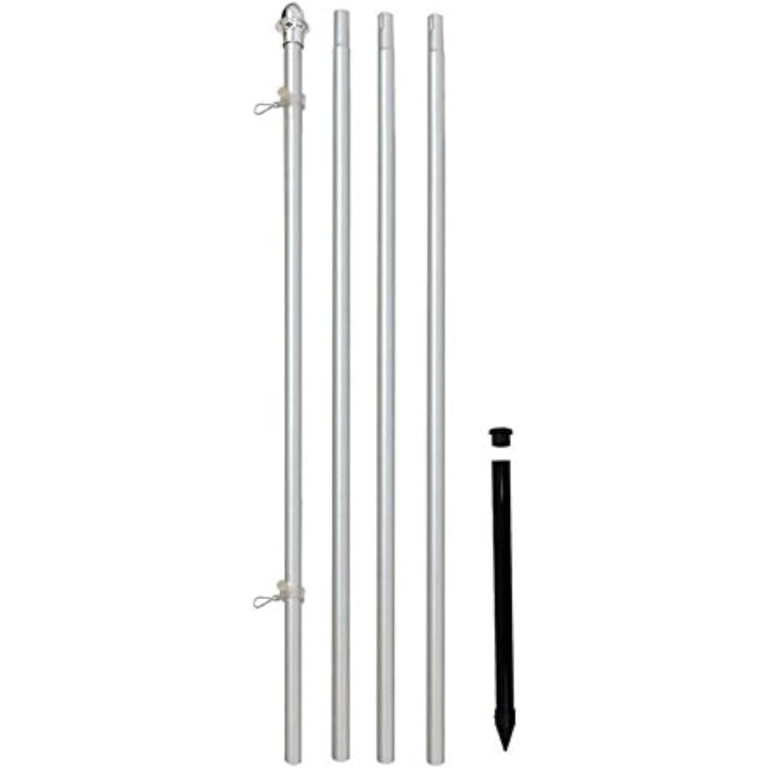 RWYP 13ft Aluminum (Silver) Outdoor Pole with Ground Spike - Walmart.com