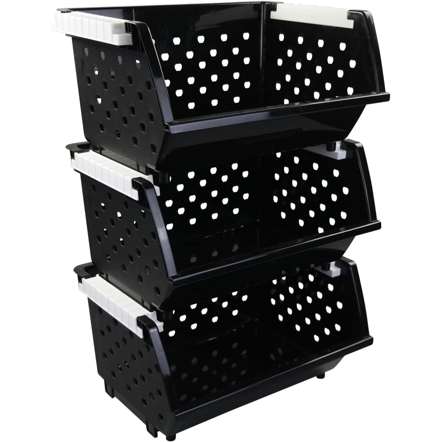 RWYP 3 Pack Plastic Stackable Organizer Basket, Kitchen Stacking ...