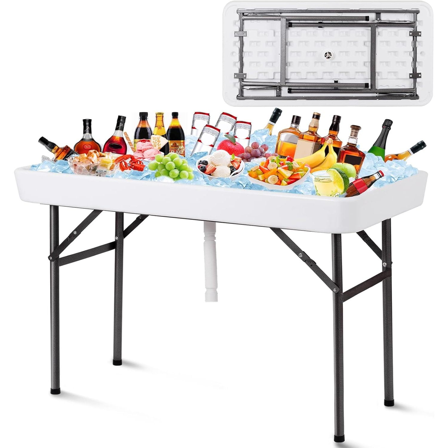 RWYP 4 Foot Ice Tables for Parties with Drain, Folding Ice Cooler Table ...