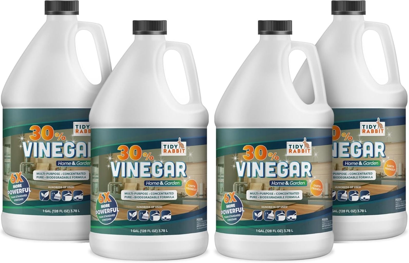 RWYP Concentrated 30% Vinegar for Daily & Deep Cleaning, Gardening, and More(4 Pack of 1 Gallon ...