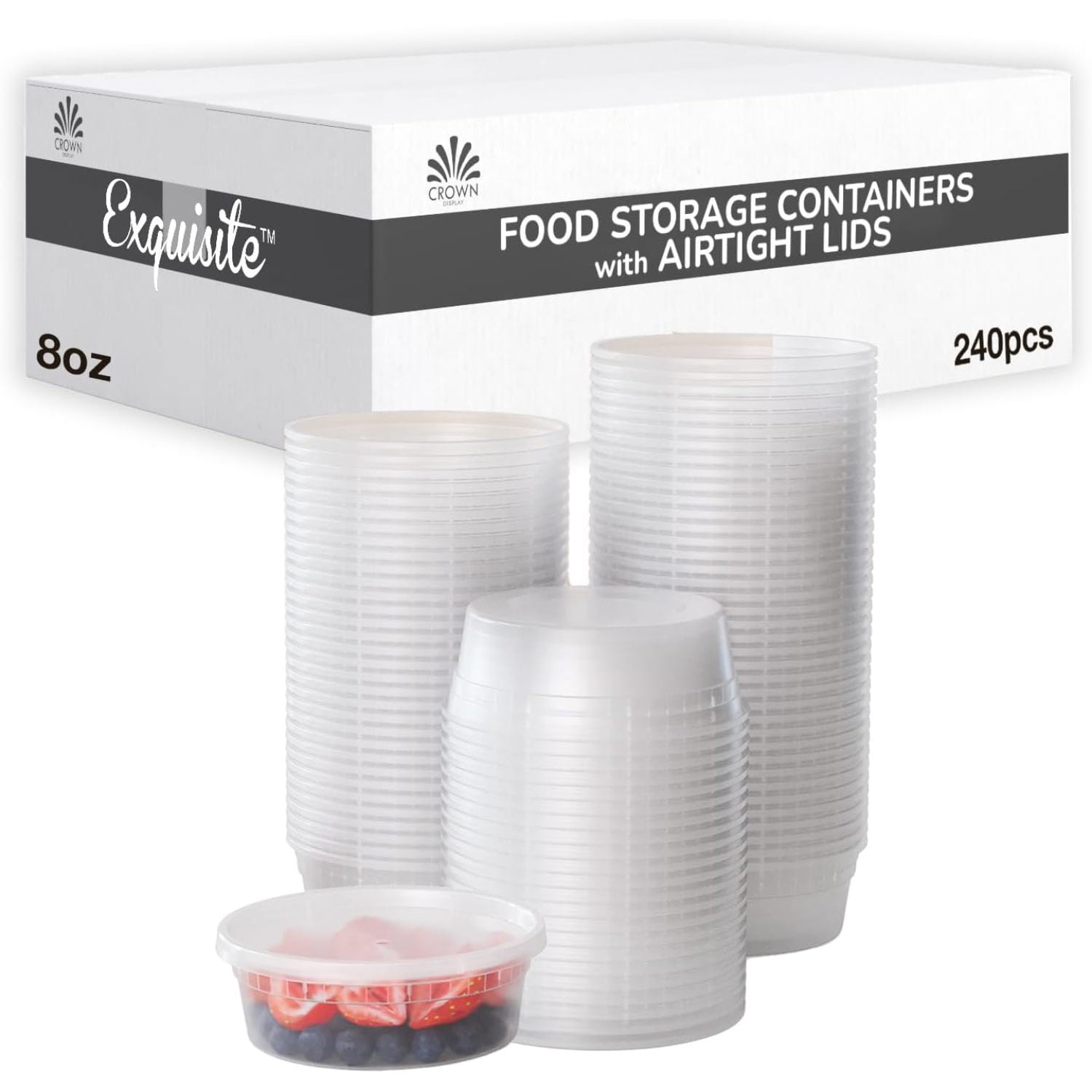 RWYP Disposable 8 oz Rectangular Plastic Deli Containers - 240 Count ...