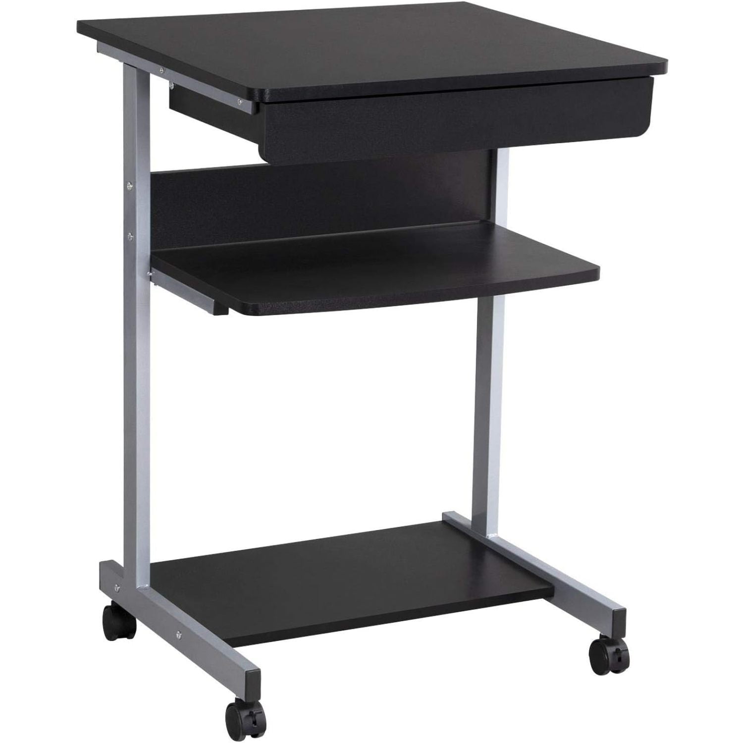 RWYP Mobile Computer Desks with Keyboard Tray, Printer Shelf and ...