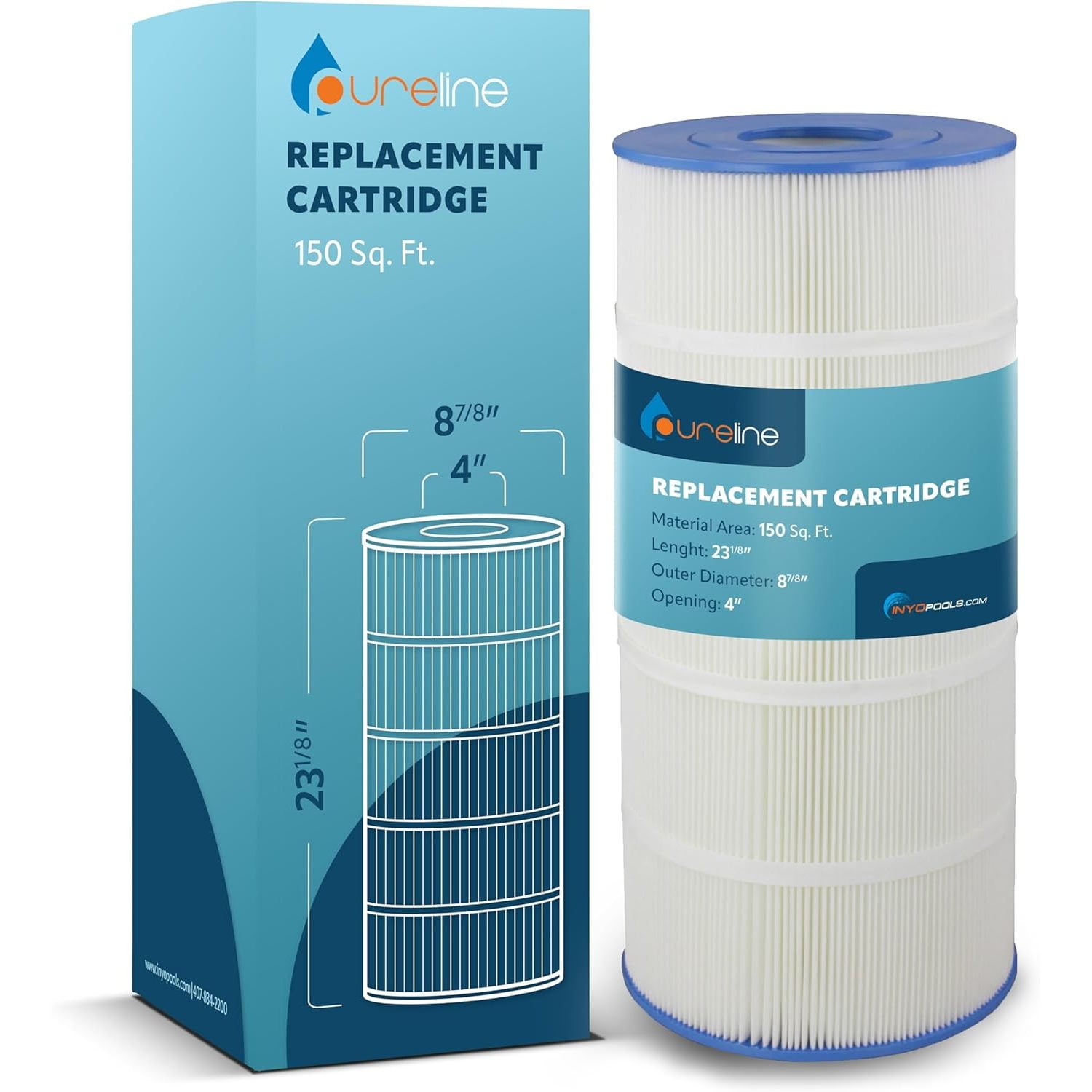 RWYP Pool Replacement Cartridge Filter, 150 Sq Ft, PL0122, Compatible ...