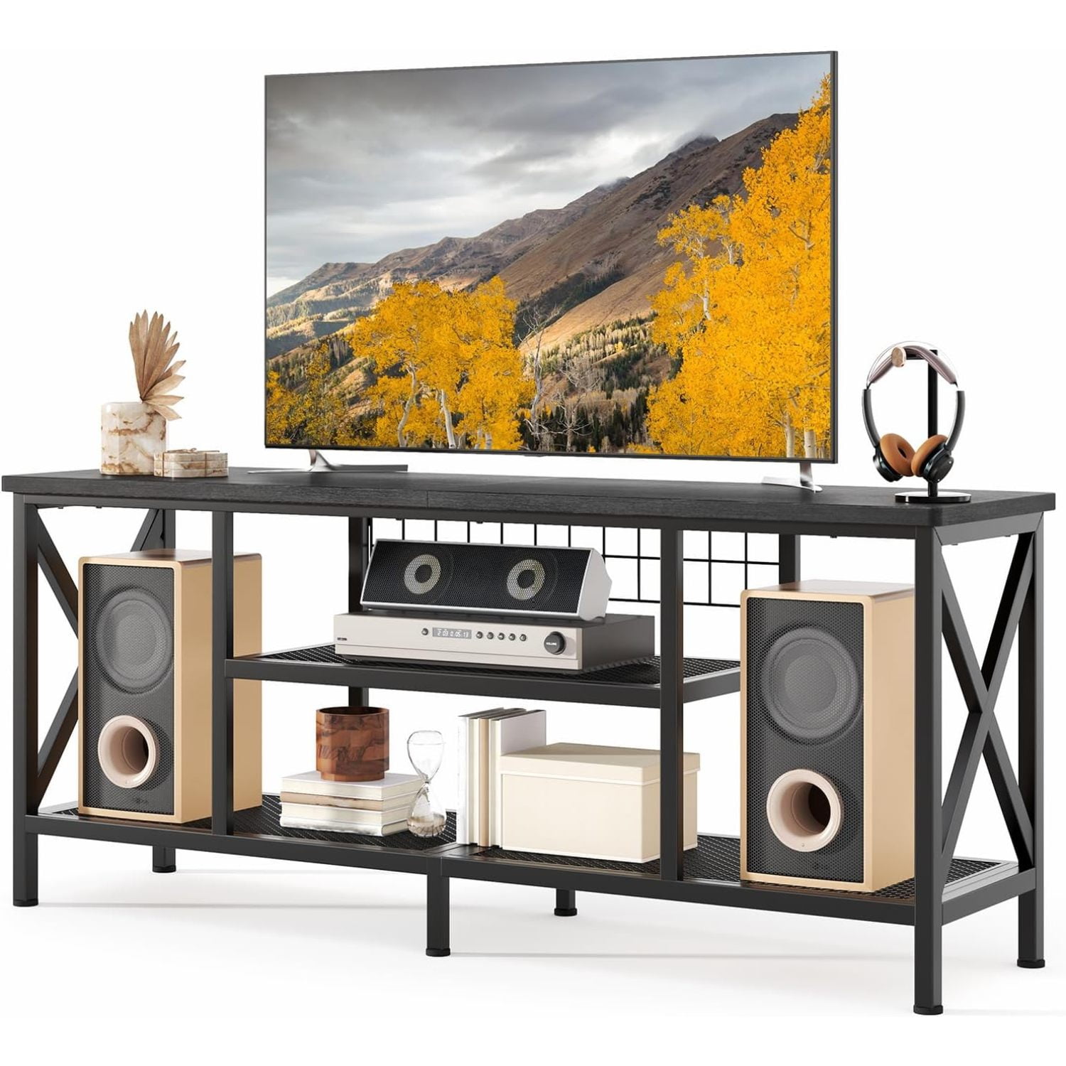 RWYP TV Stand for 65 Inches TV, 59.8'' Entertainment Center with Metal ...