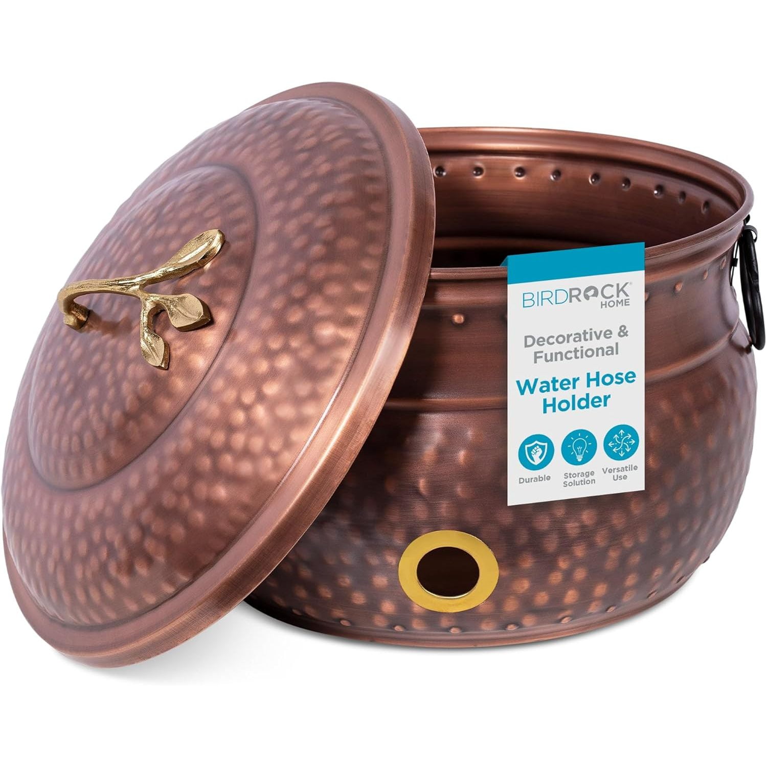 RWYP Water Hose Holder - Decorative Metal Pot, Indoor or Outdoor ...