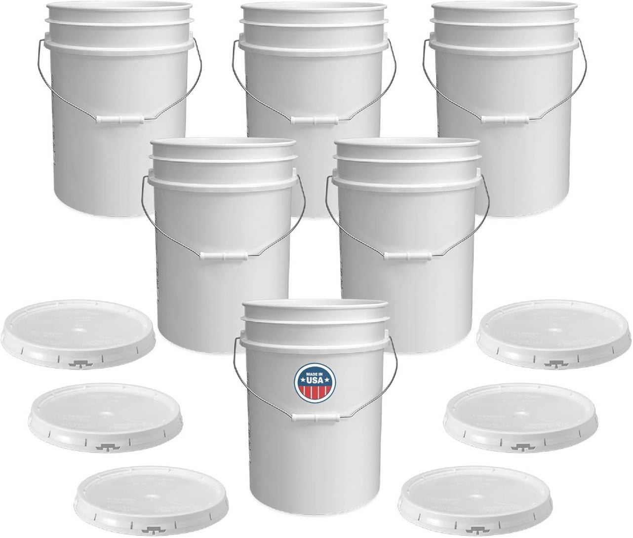 RWYP White 5-Gallon Bucket with Lid | Made in USA | Food Grade | Heavy ...